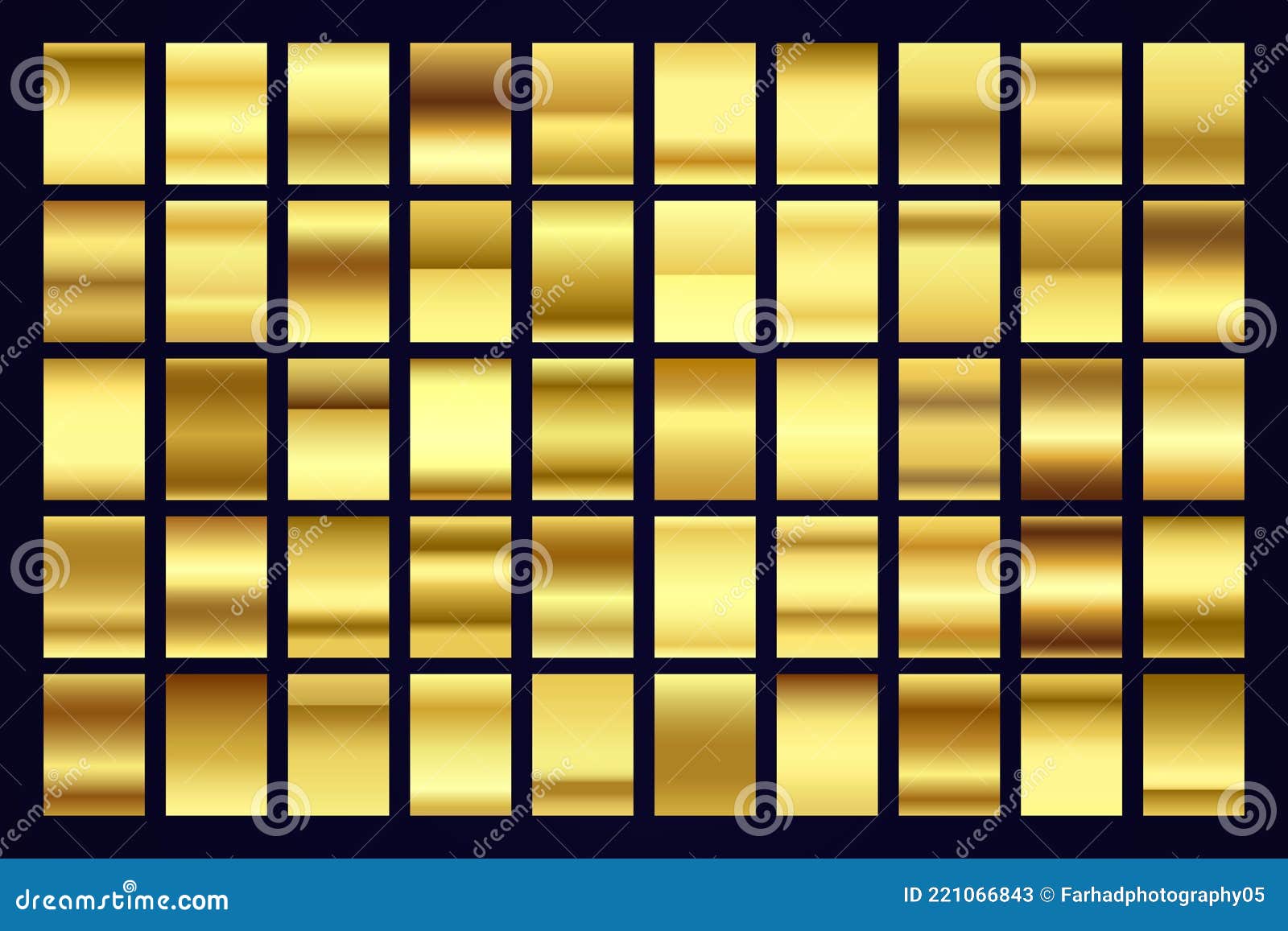 Gold Gradient Color Set, Gold Metallic Gradient Color Vector, Gradient ...