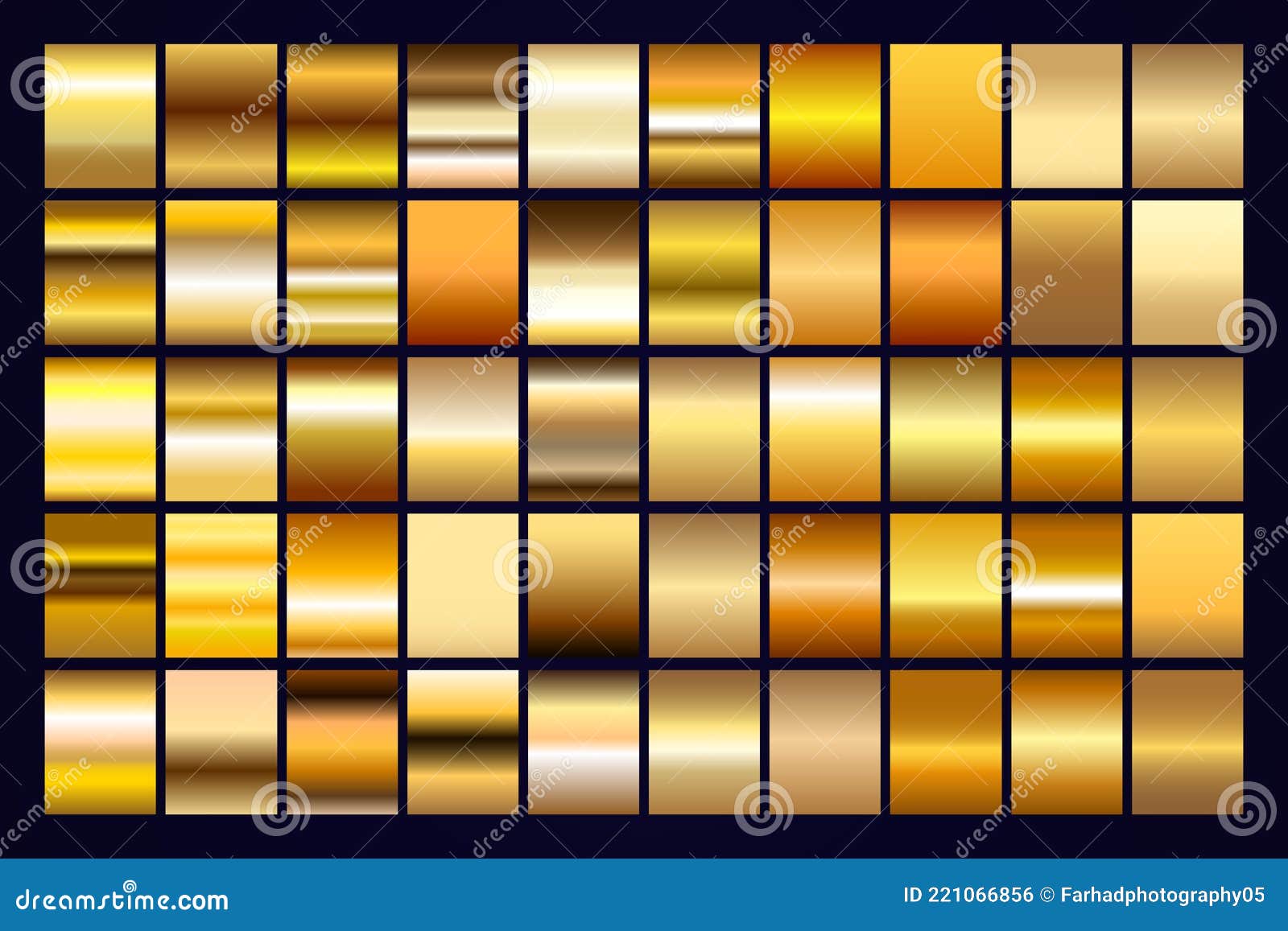 Gold Gradient Color Set, Gold Metallic Gradient Color Vector, Gradient ...