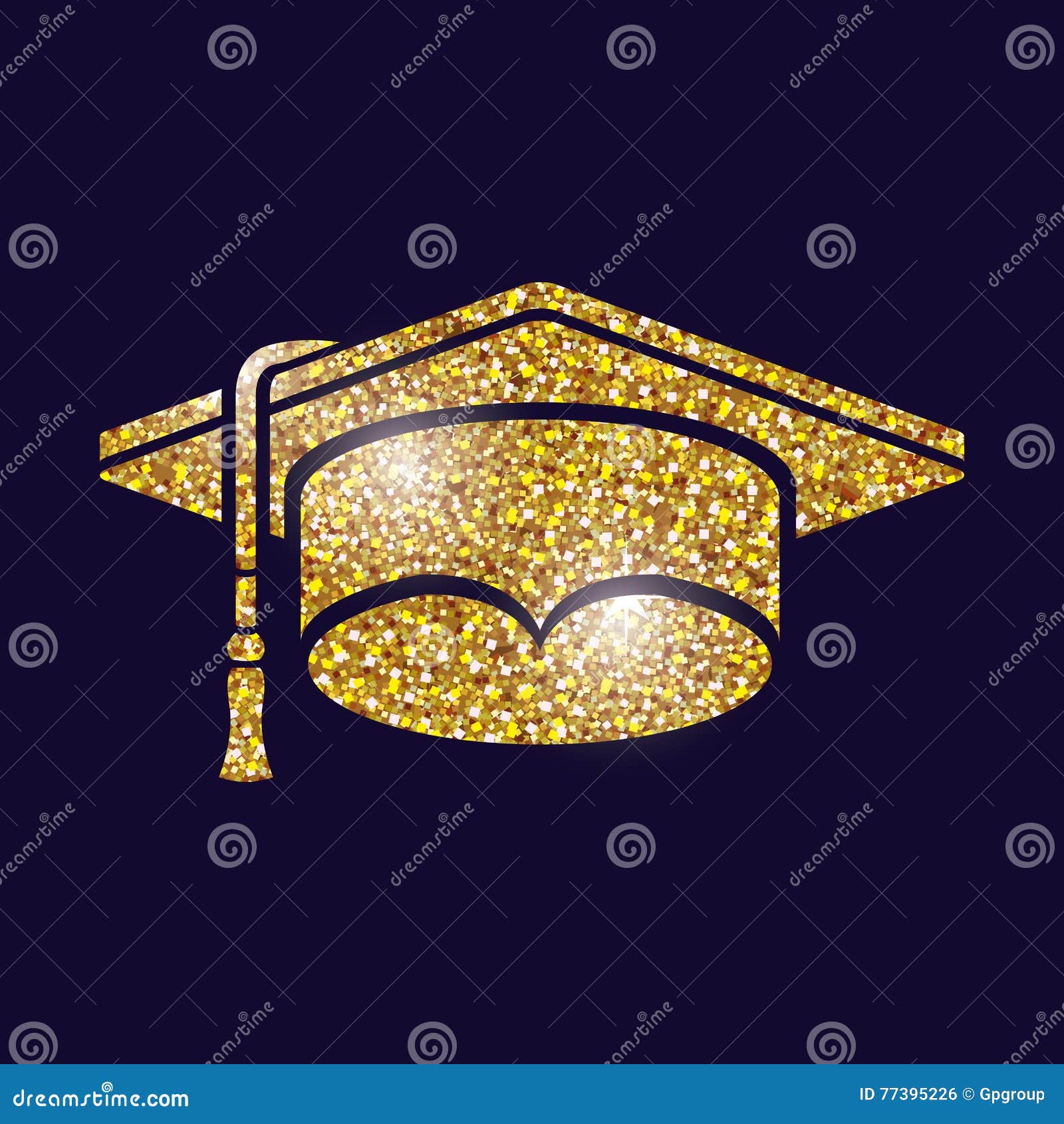 Gold Graduation cap design stock vector. Illustration of university ...