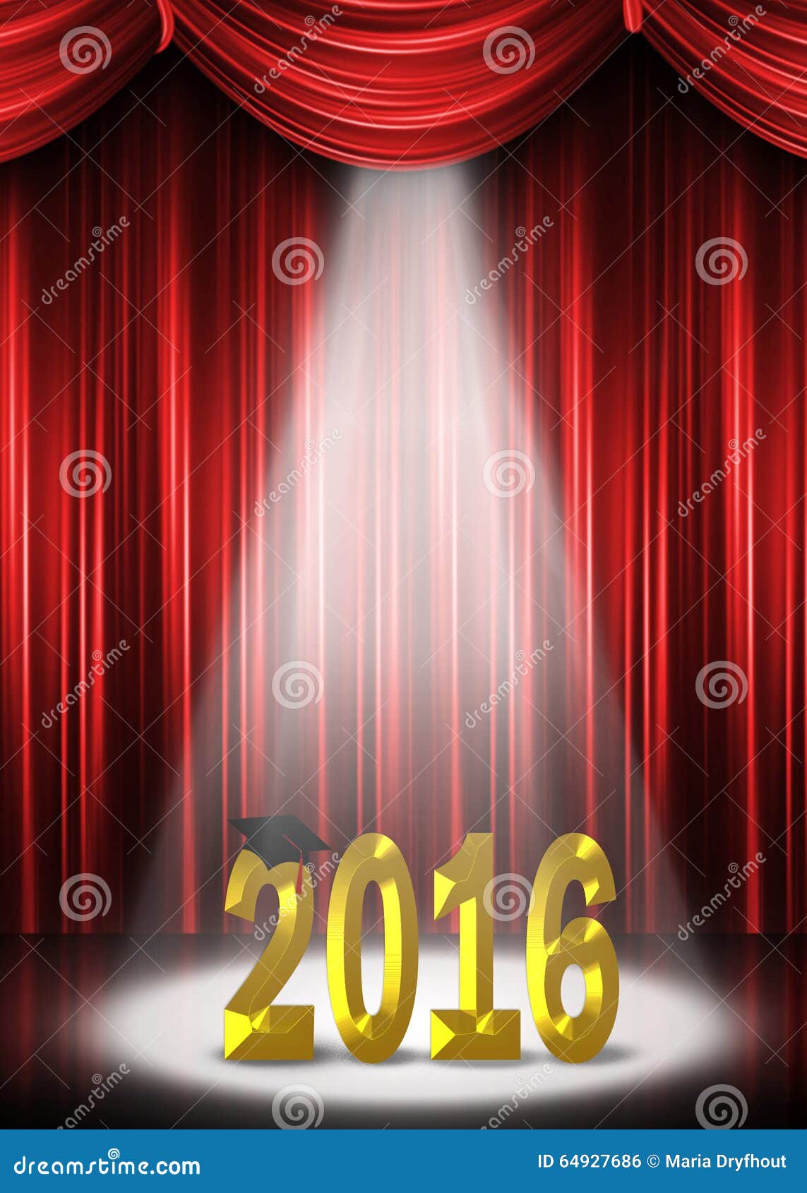 Gold Graduation 2016 in Spotlight on Stage Stock Illustration ...