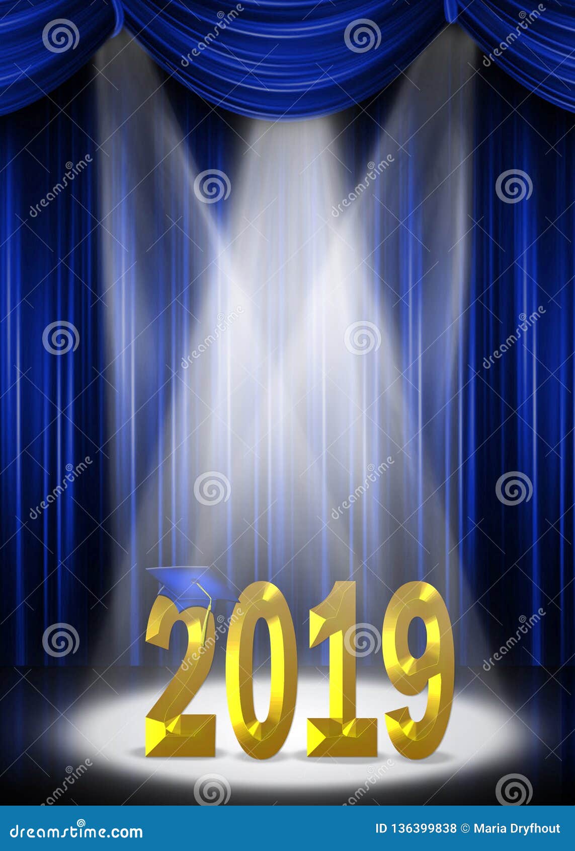 Gold 2019 Graduation on Stage Stock Illustration - Illustration of ...