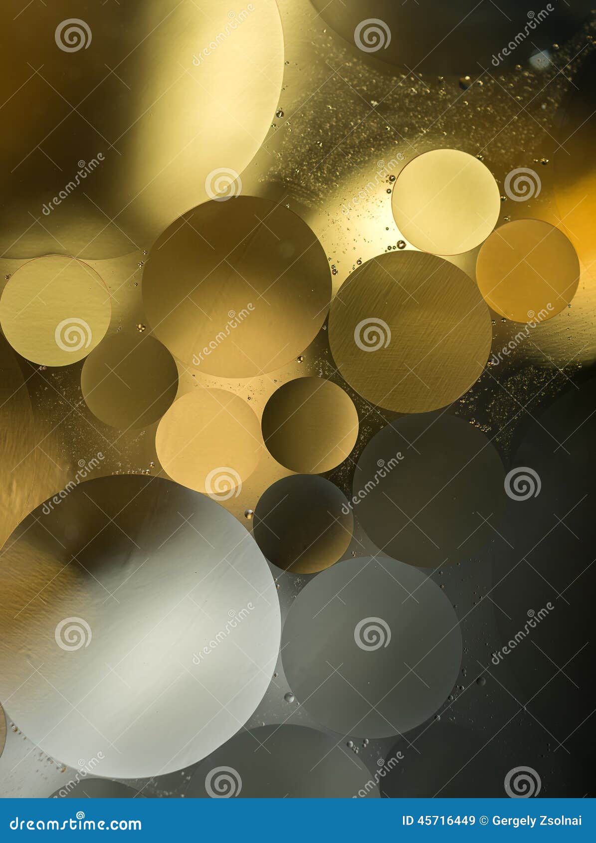 Gold, Gray Gradient Oil Drops in the Water -abstract Background Stock ...