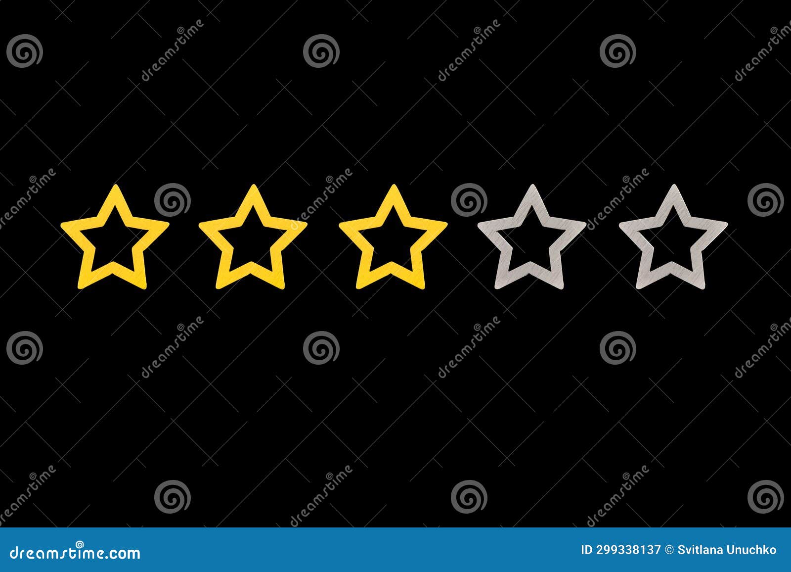 Gold, Gray, Silver Five Star Shape on the Background of the Blackboard ...