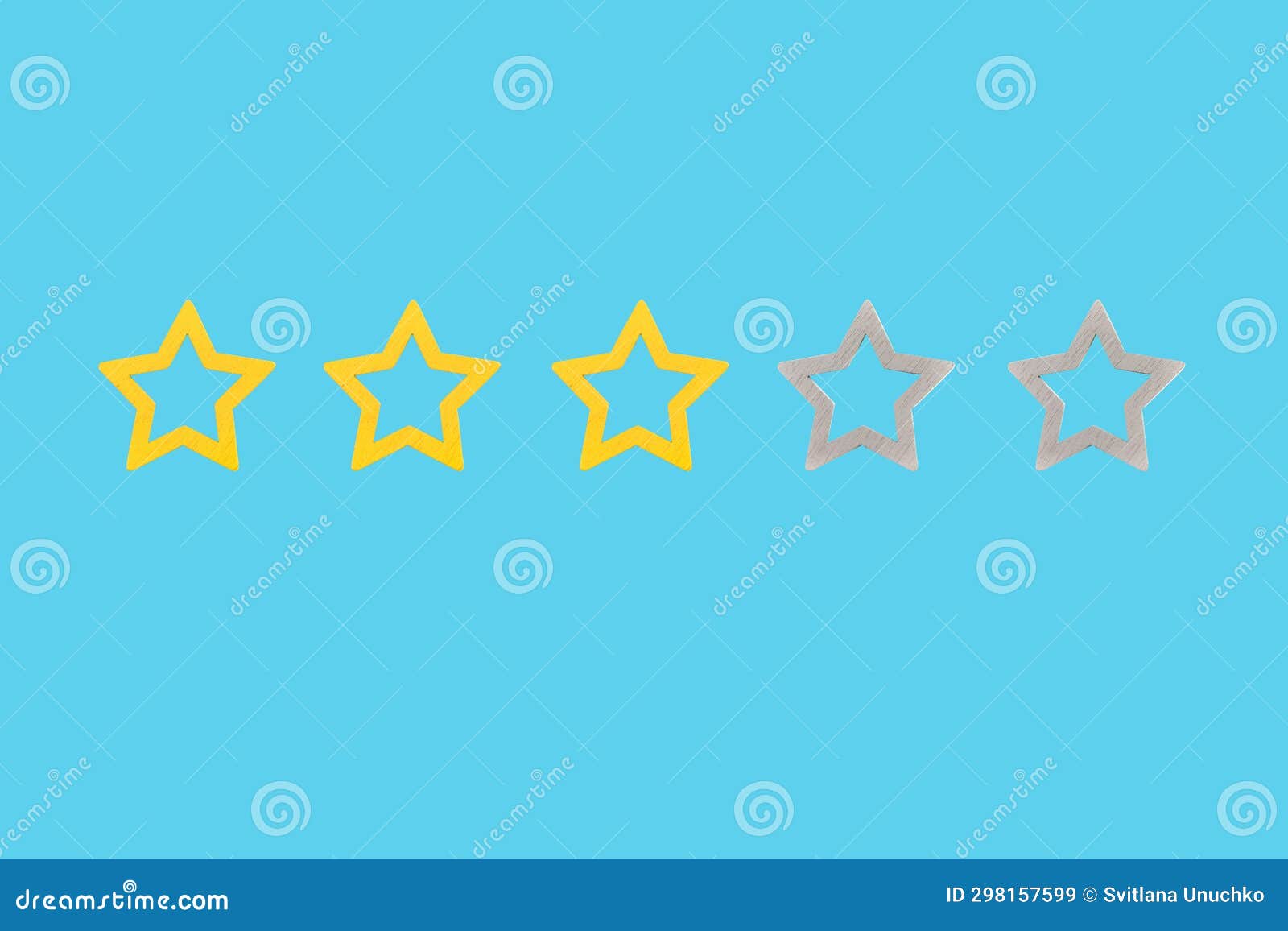 Gold, Gray, Silver Five Star Shape on a Blue Background. Increase ...