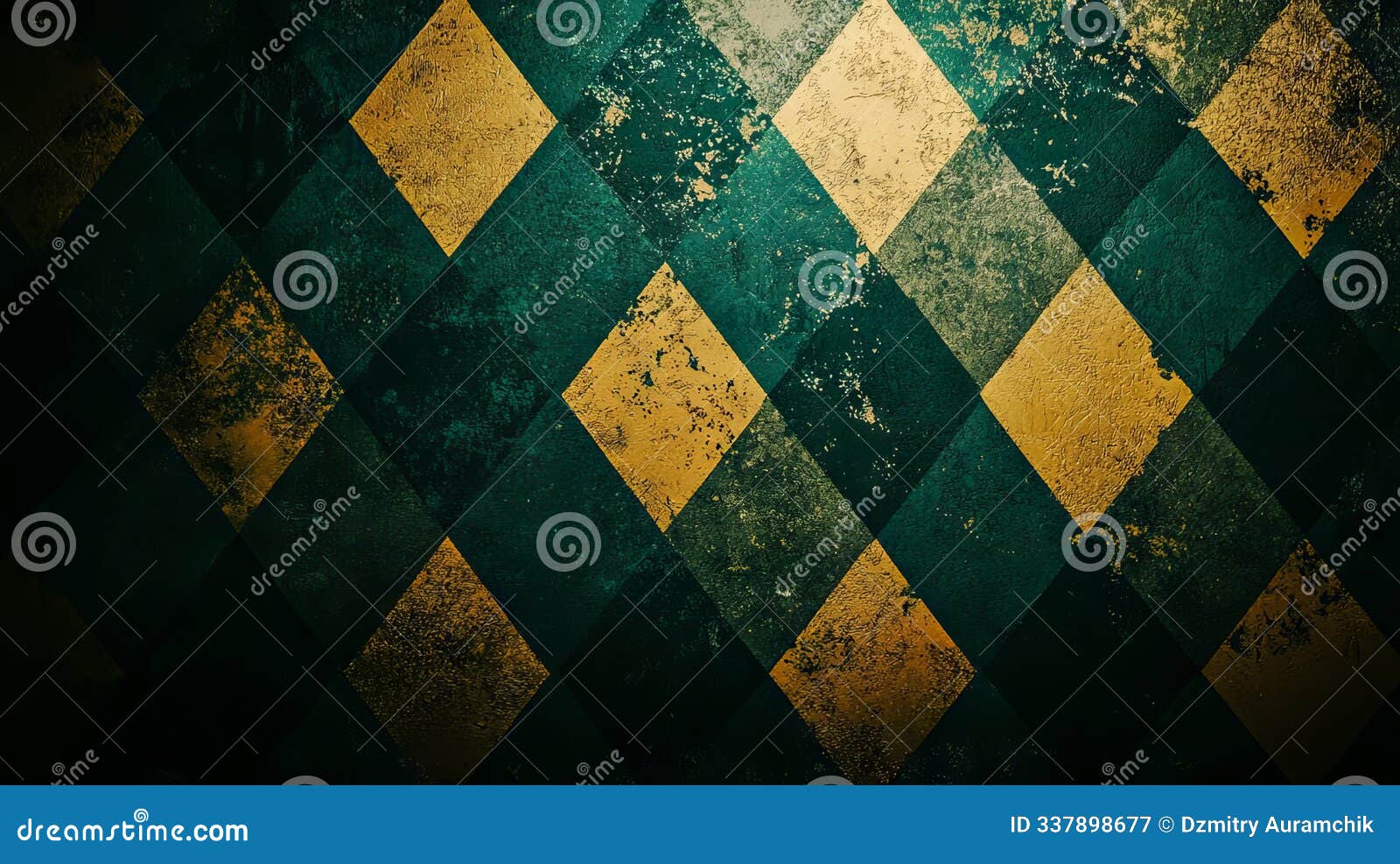 Gold and Green Diamonds Appear in a Geometric Pattern. Stock Image ...