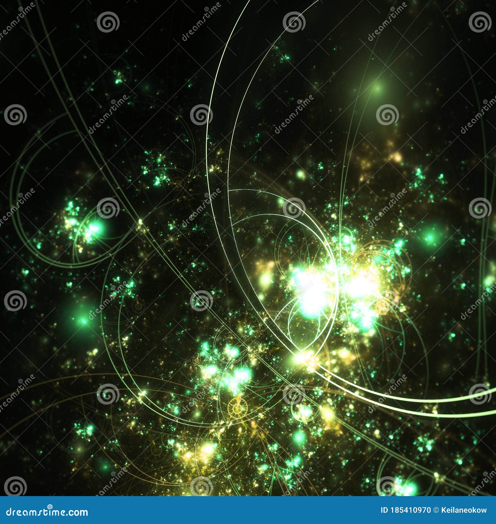 Gold and Green Fractal Clockwork Stock Illustration - Illustration of ...