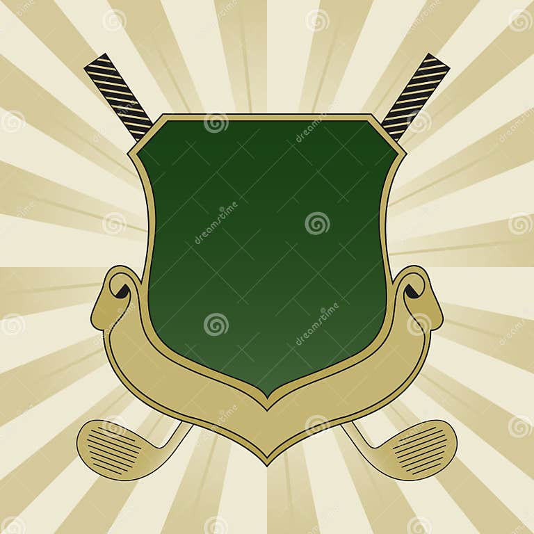Gold and Green Golf Shield stock vector. Illustration of country - 6802945