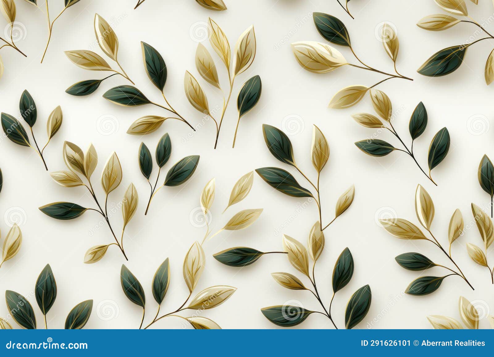 Gold and Green Leaves on a White Background Stock Illustration ...
