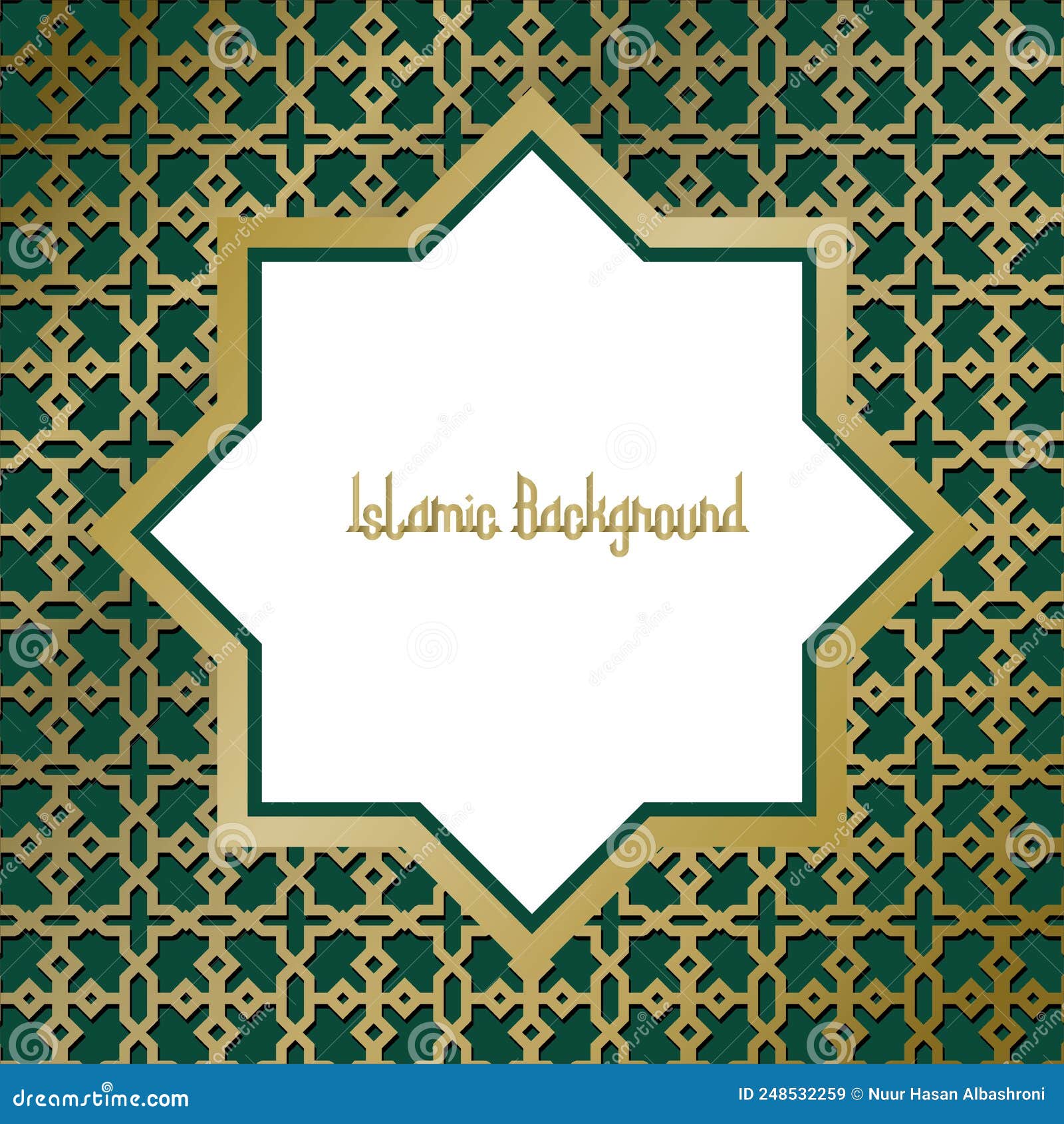 Gold and Green Luxury Islamic Background with Decorative Ornament Frame ...