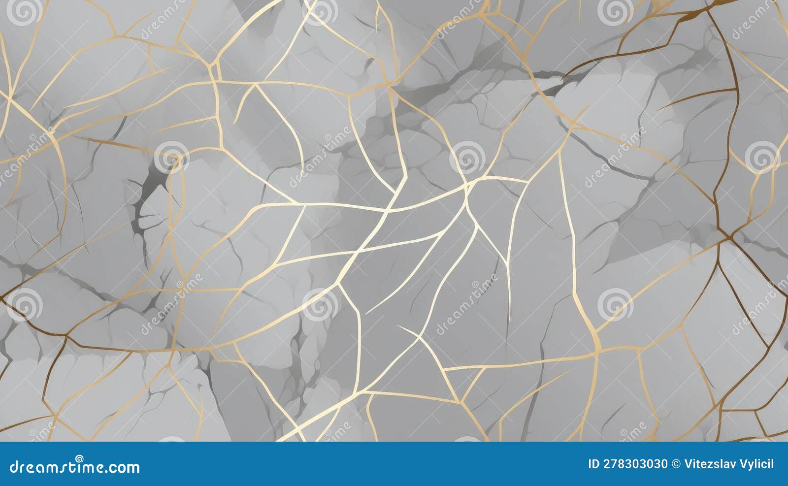 Gold and Grey Tile Pattern in Kintsugi Style. Stock Illustration ...
