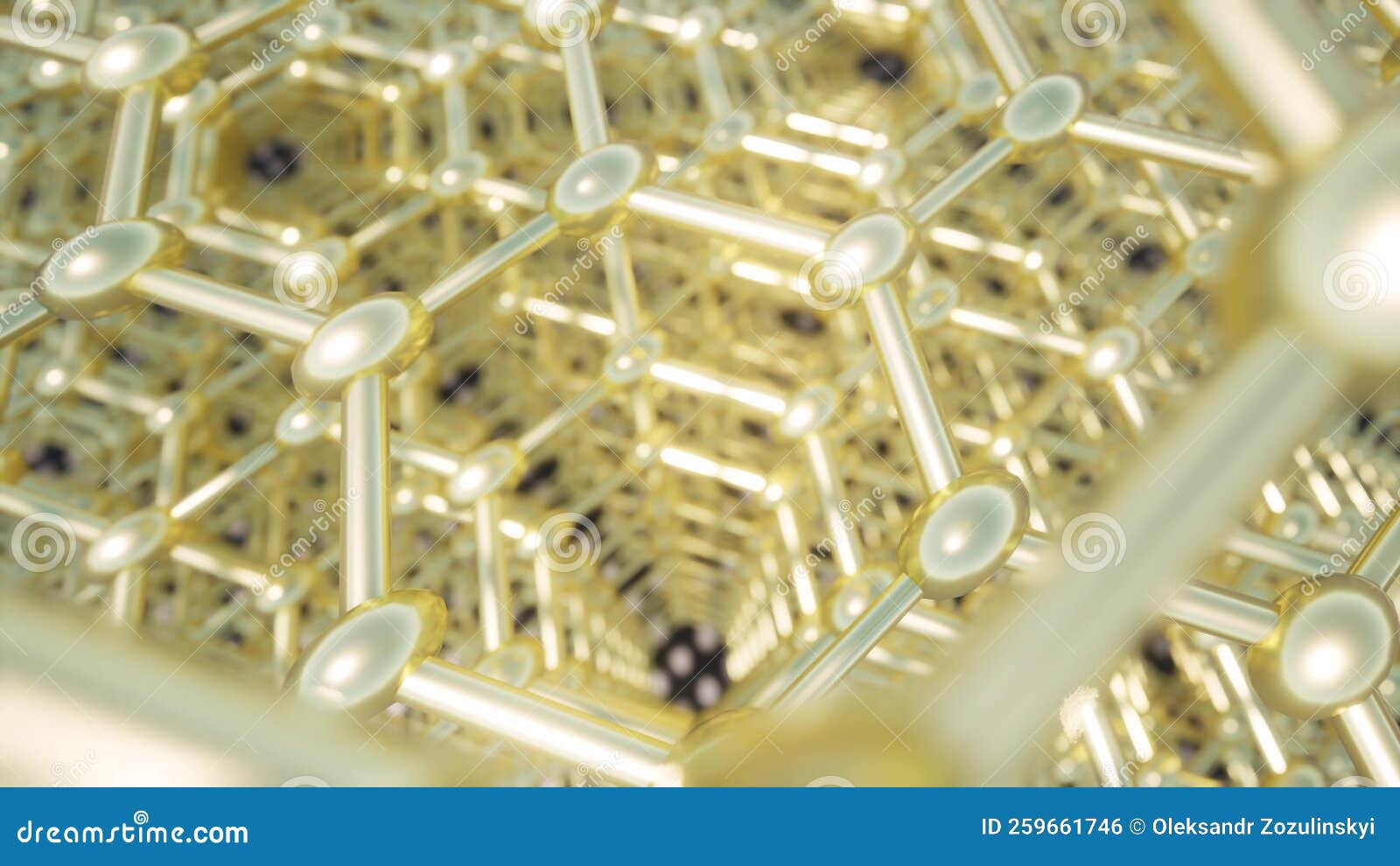 Gold Grid Design Abstract Graphene Structure Science 3d Stock ...