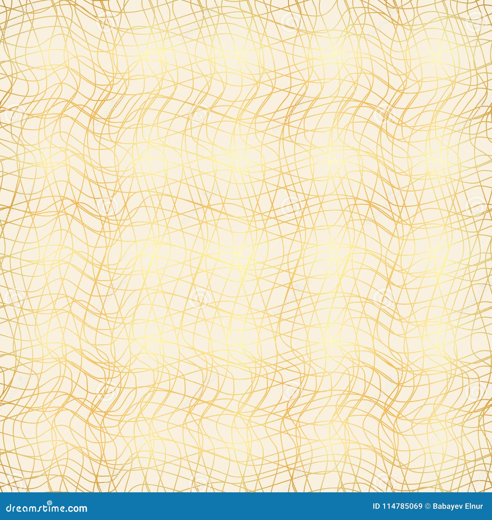 Gold Grid Pattern of Curved Lines, Chaos, Seamless Background. Stock ...
