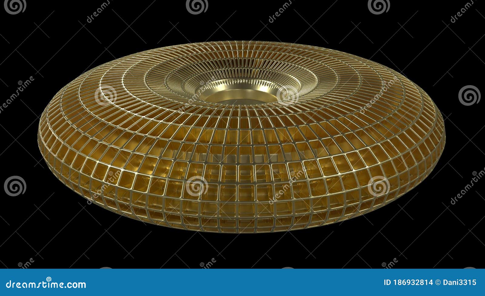 Gold Gridded Torus Isolated on Black Stock Photo - Image of futuristic ...
