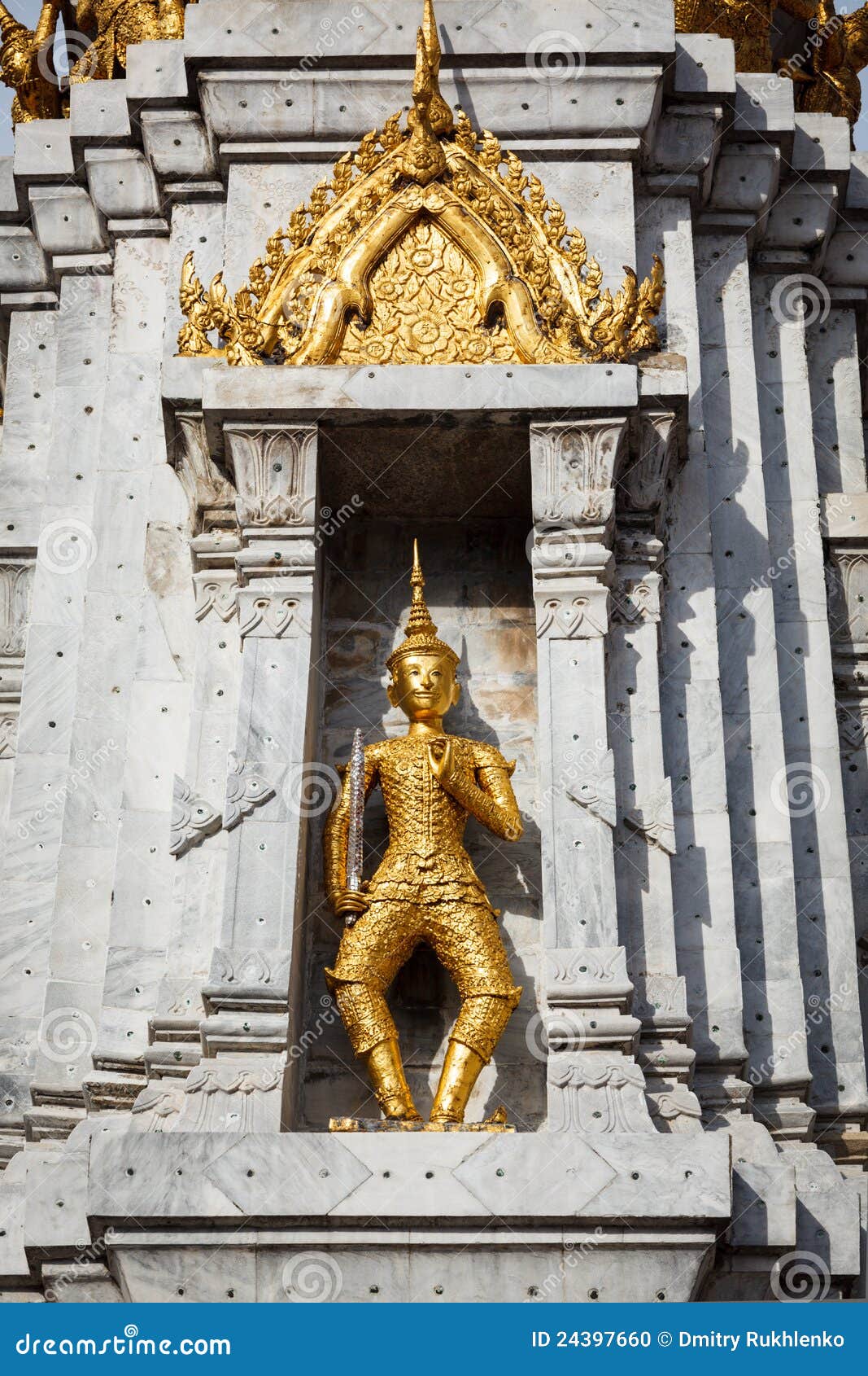 Gold Guard on Tower, Wat Phi, Thailand Stock Photo - Image of golden ...