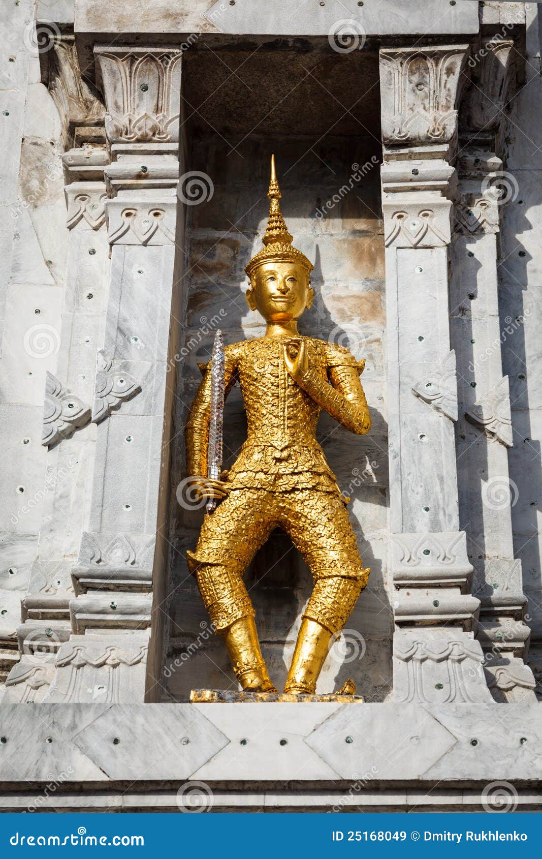 Gold Guard on Tower, Wat Phi, Thailand Stock Image - Image of gold ...