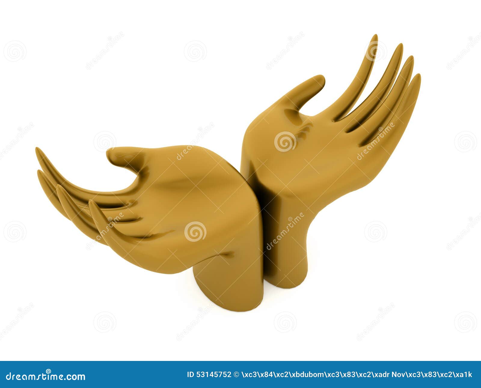 Gold Hand Concept Rendered Isolated on White Stock Photo - Image of ...