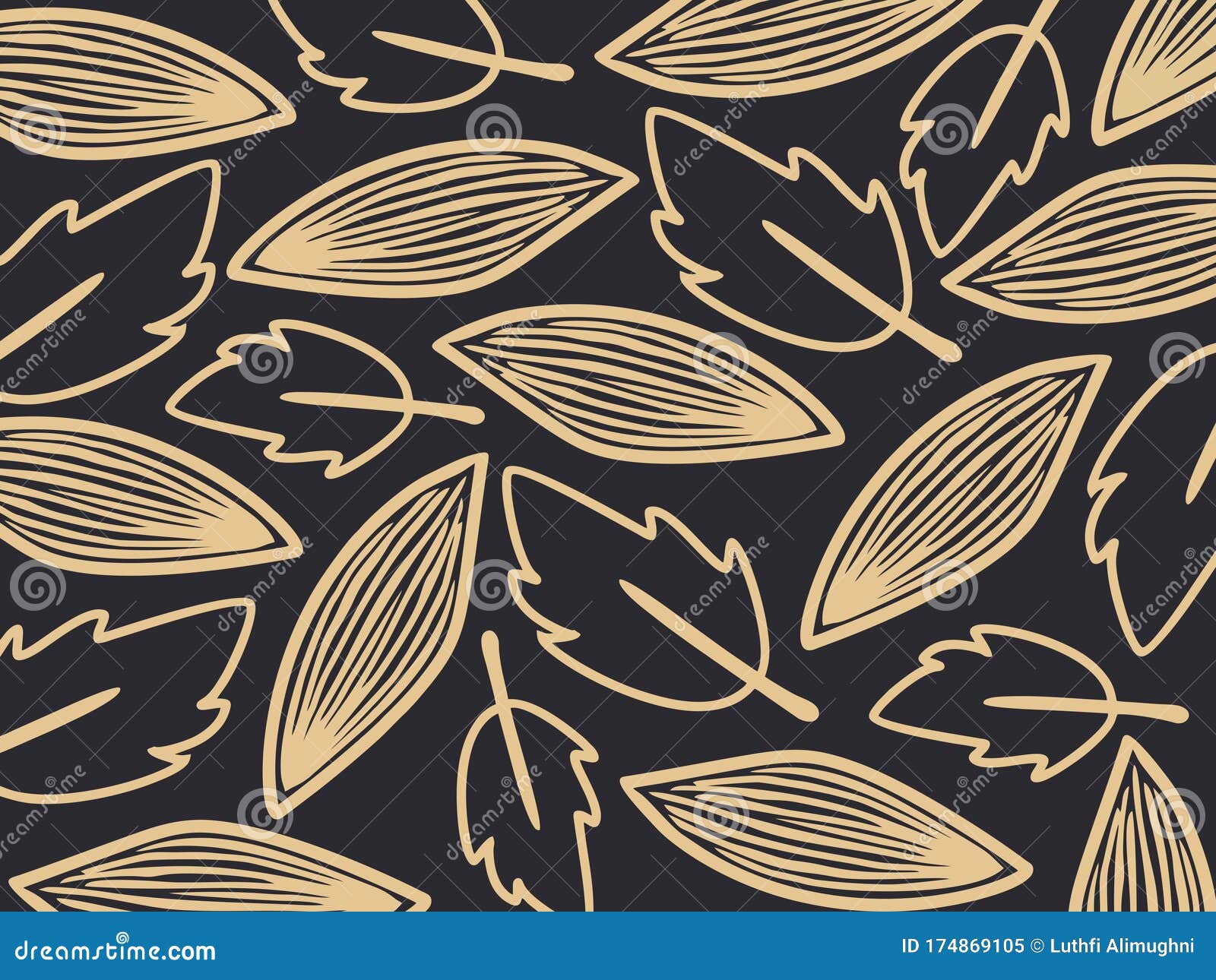 Gold Hand Drawn Leaf Pattern Texture Vector Stock Vector - Illustration ...
