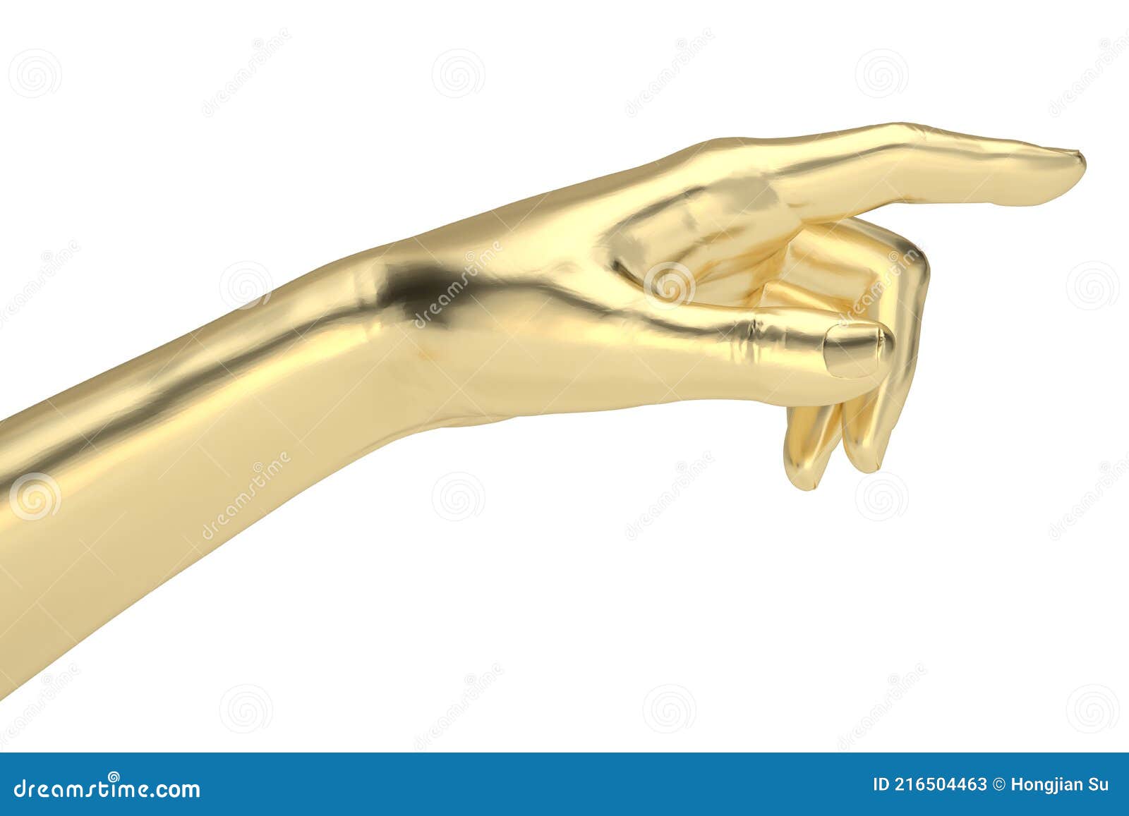 Gold Hand Gesture Isolated on White Background, 3D Rendering. 3D ...