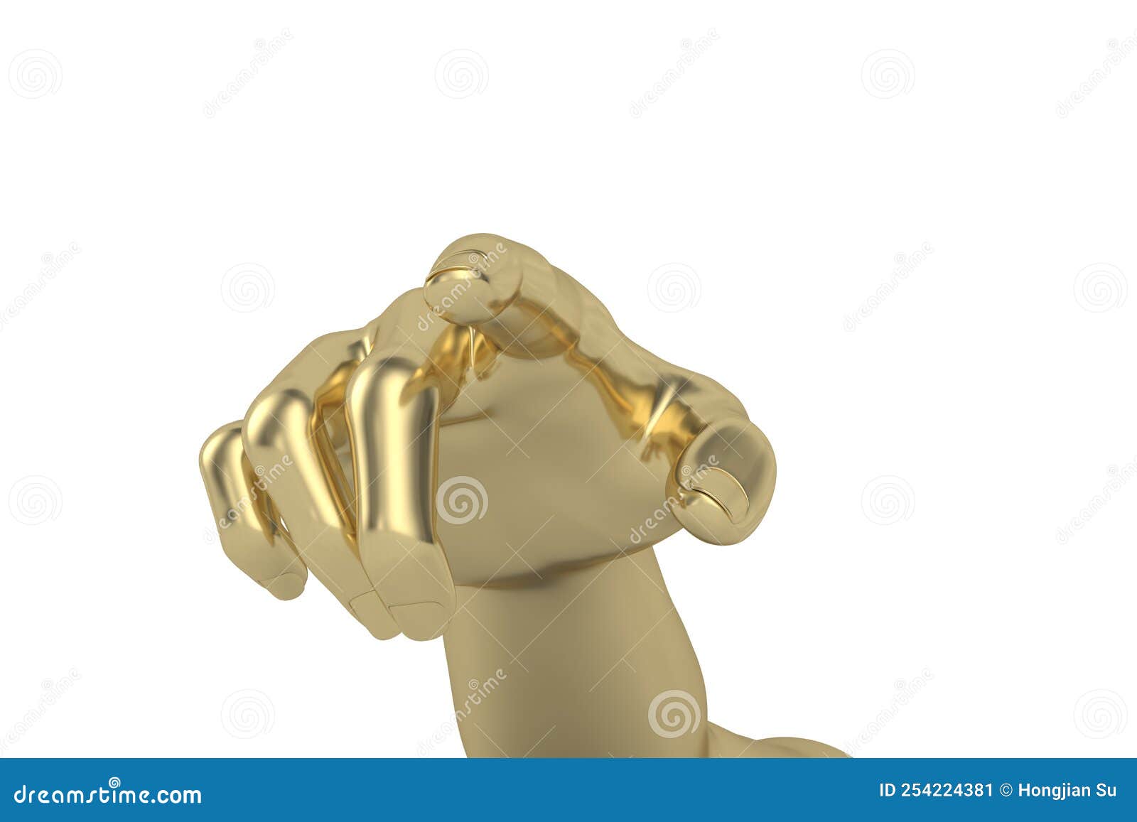 Gold Hand Gesture Isolated on White Background, 3D Rendering. 3D ...