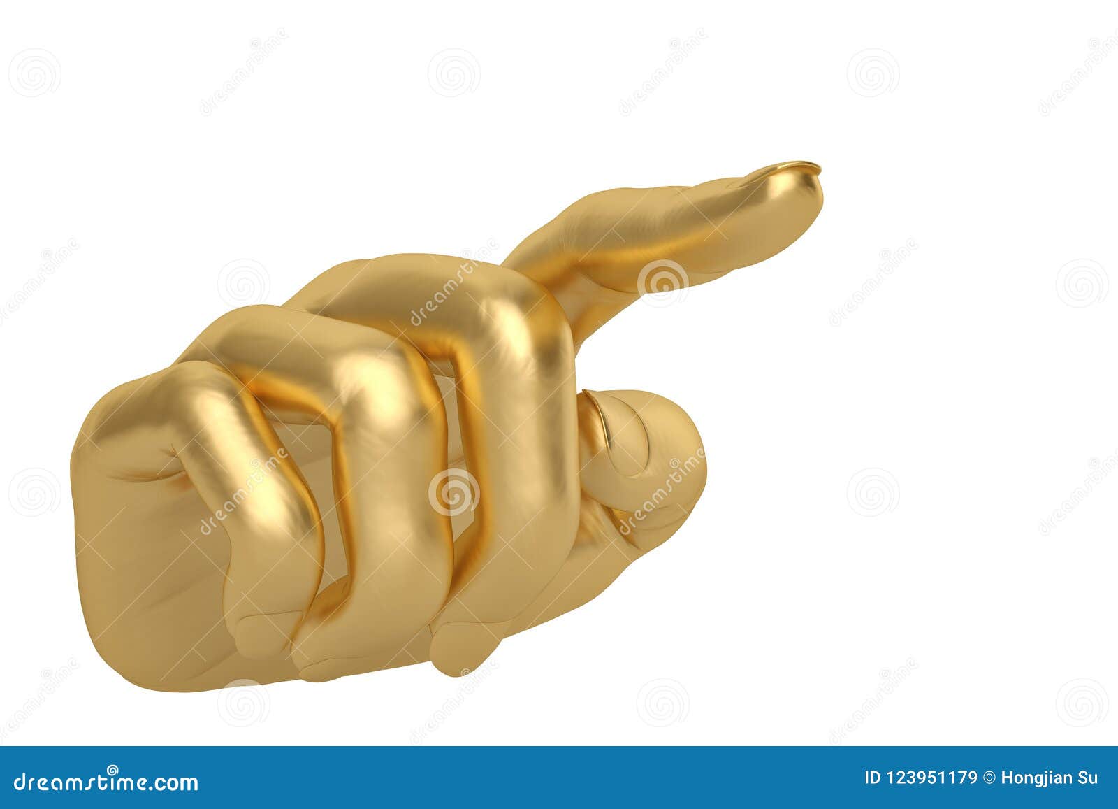 Gold Hand Gesture on White Background,3D Illustration. Stock ...
