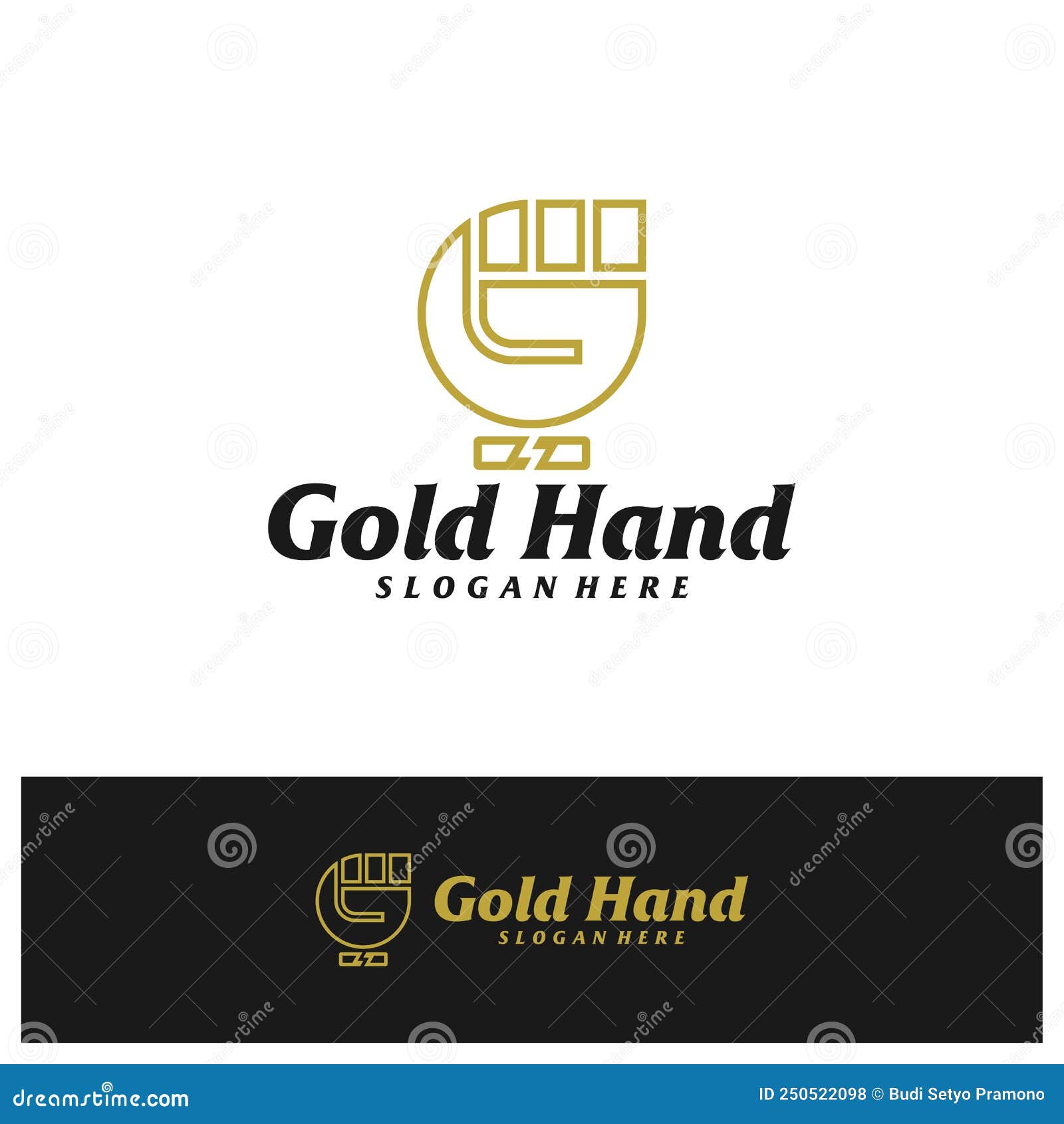 Gold Hand Logo Design Template. Clench Hand Logo Concept Vector Stock ...