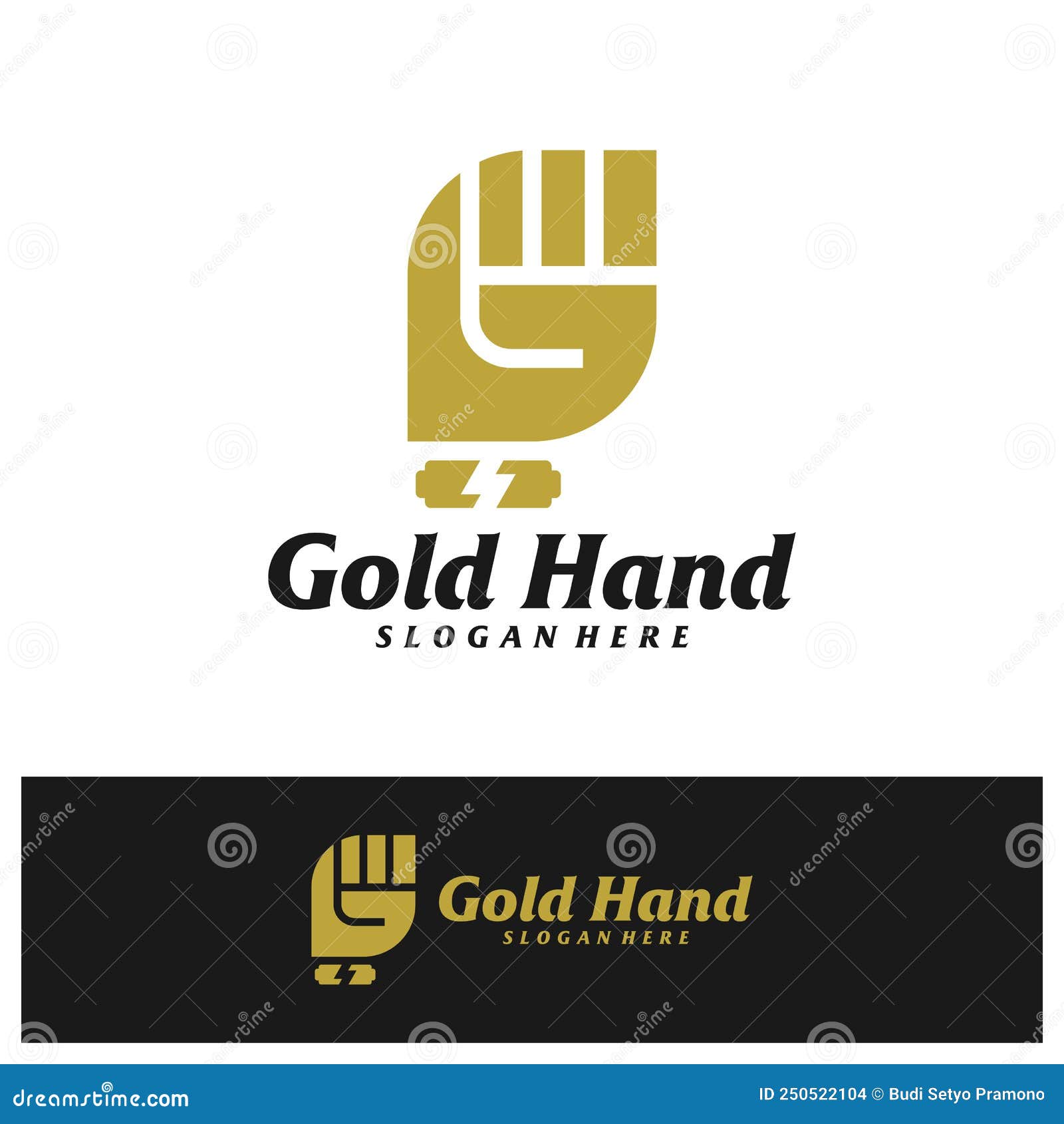 Gold Hand Logo Design Template. Clench Hand Logo Concept Vector Stock ...