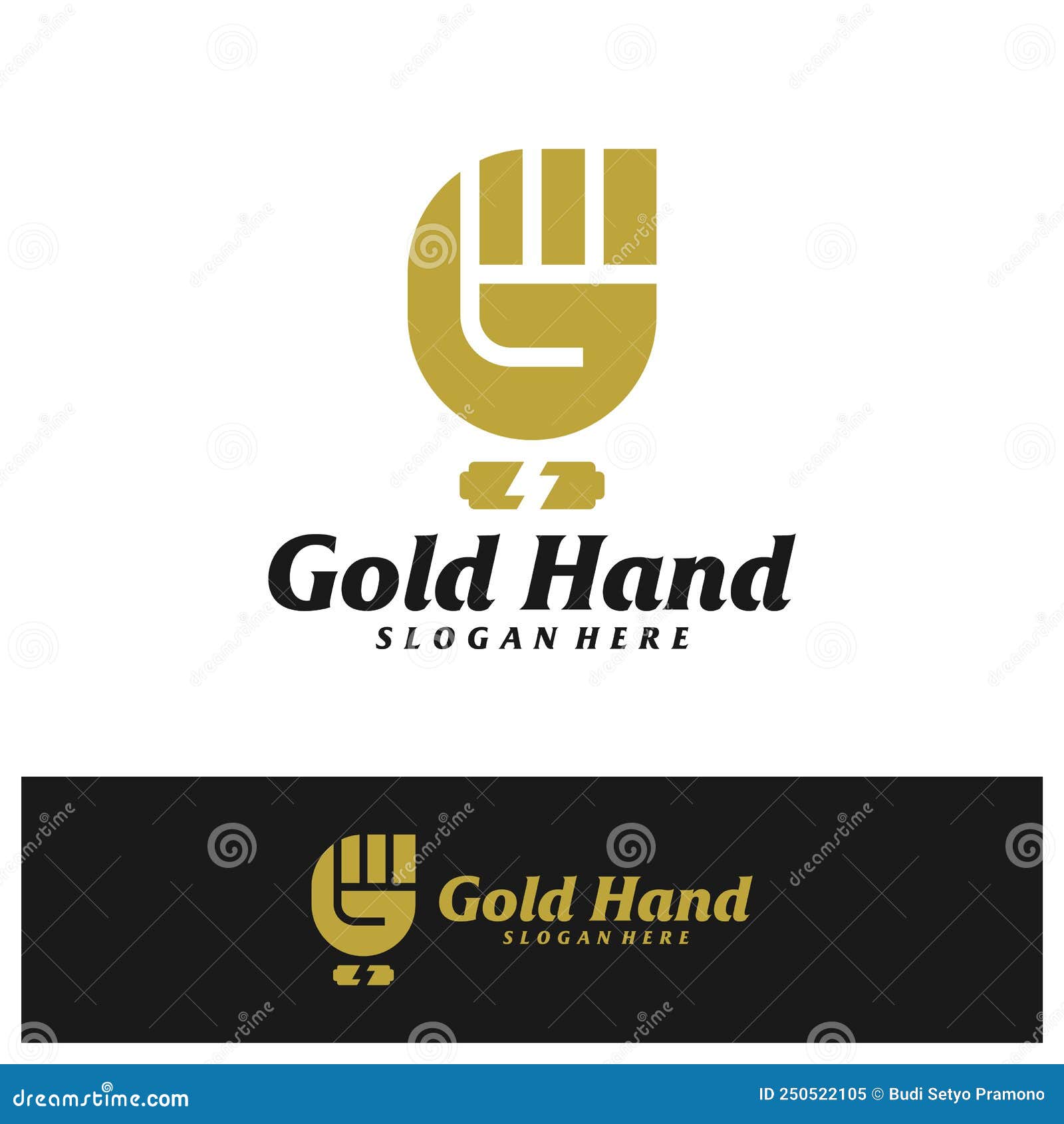 Gold Hand Logo Design Template. Clench Hand Logo Concept Vector Stock ...