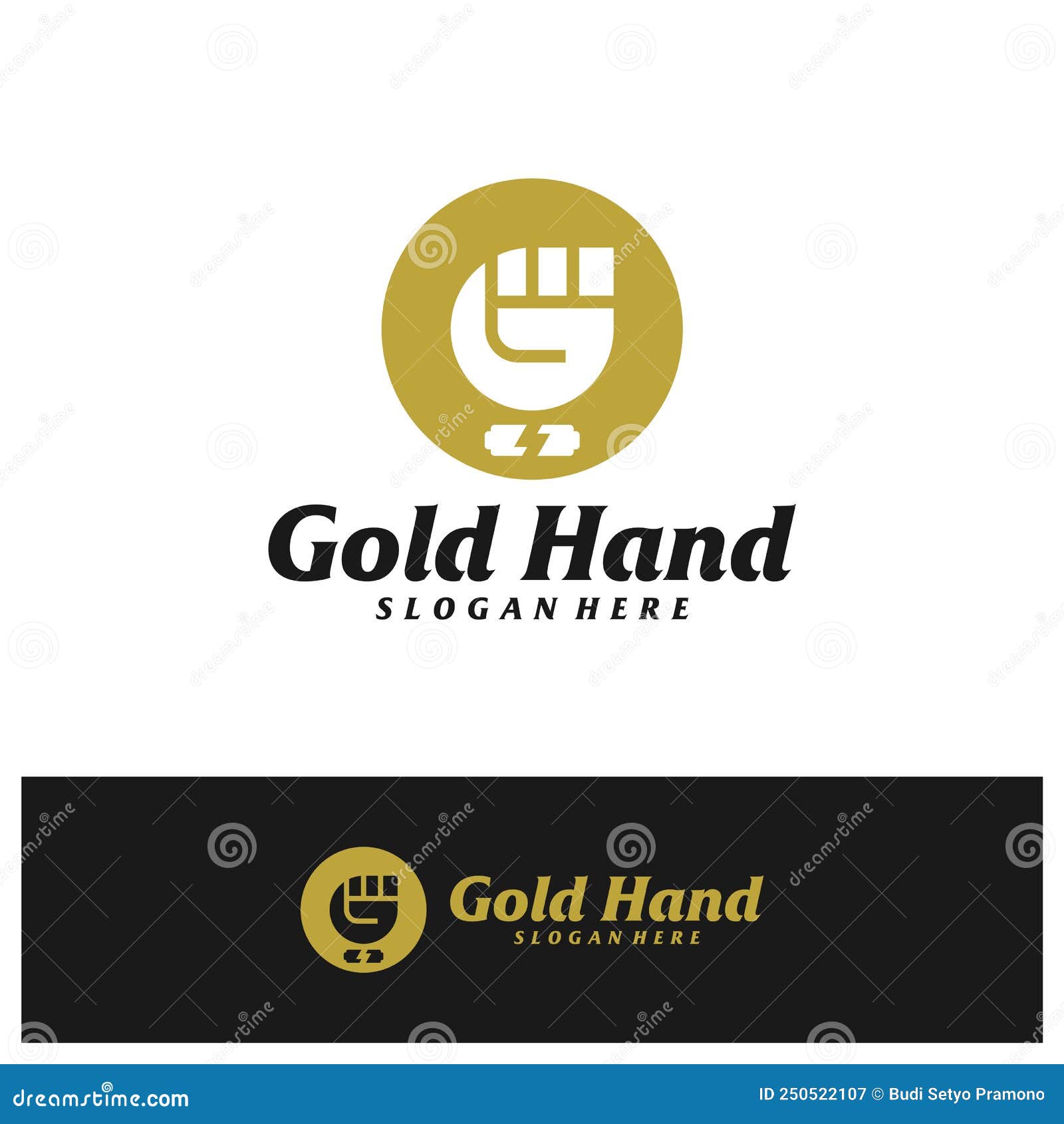 Gold Hand Logo Design Template. Clench Hand Logo Concept Vector Stock ...