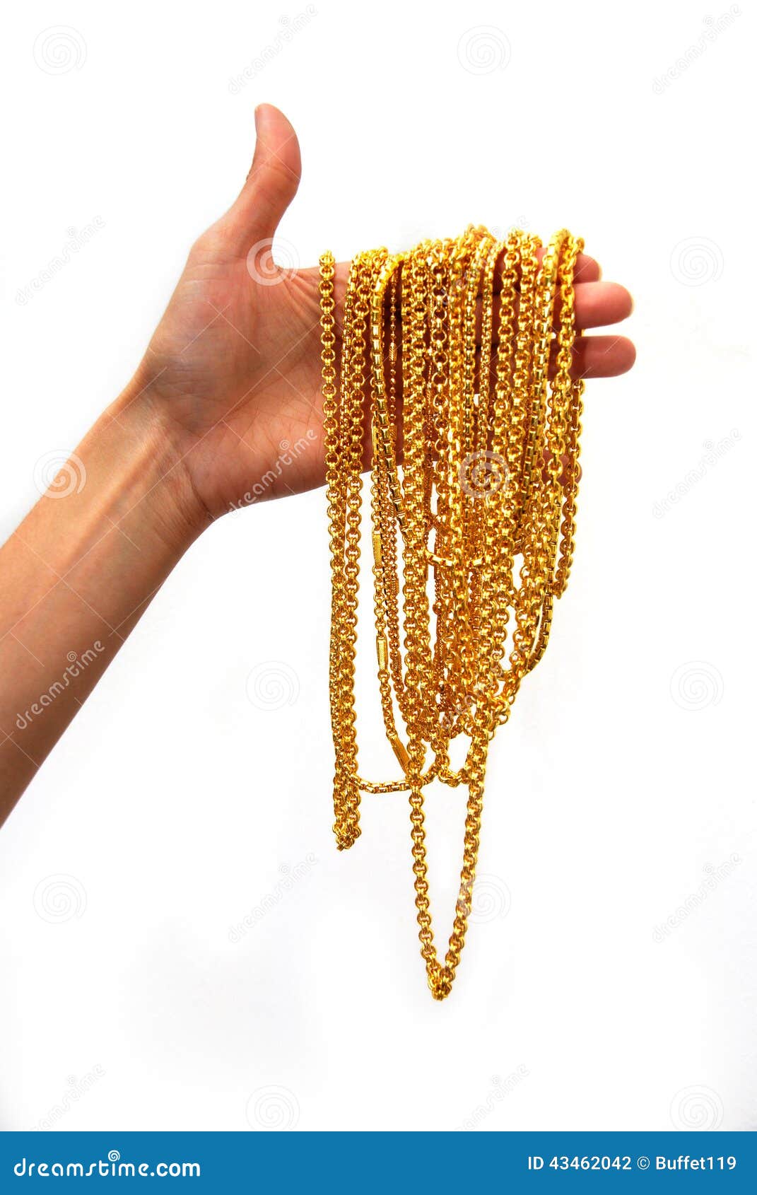 Gold in hand stock photo. Image of hand, necklaces, hold - 43462042