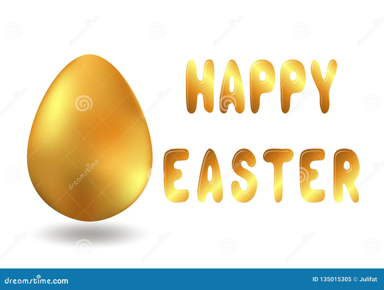 Gold Happy Easter or Template on White Background. Happy Easter Gold ...