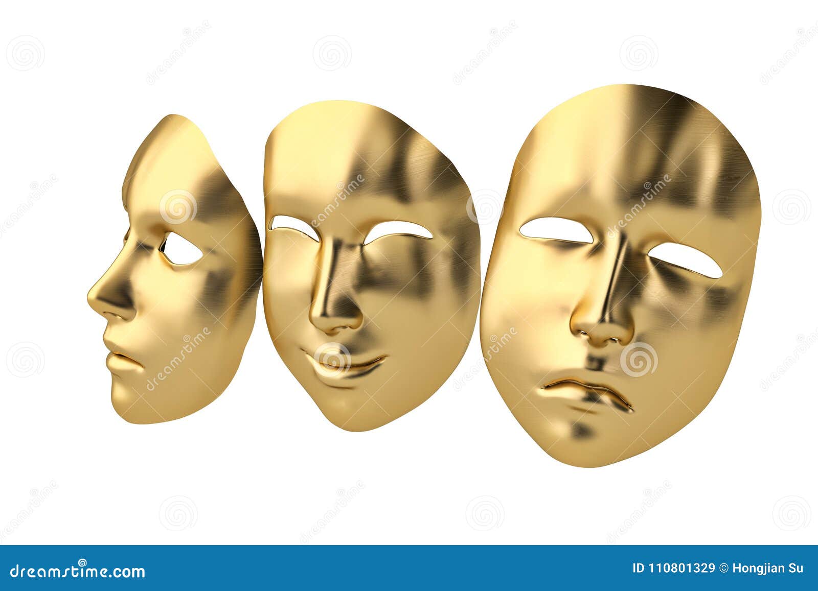 Gold Happy and Sad Mask.3D Illustration. Stock Illustration ...