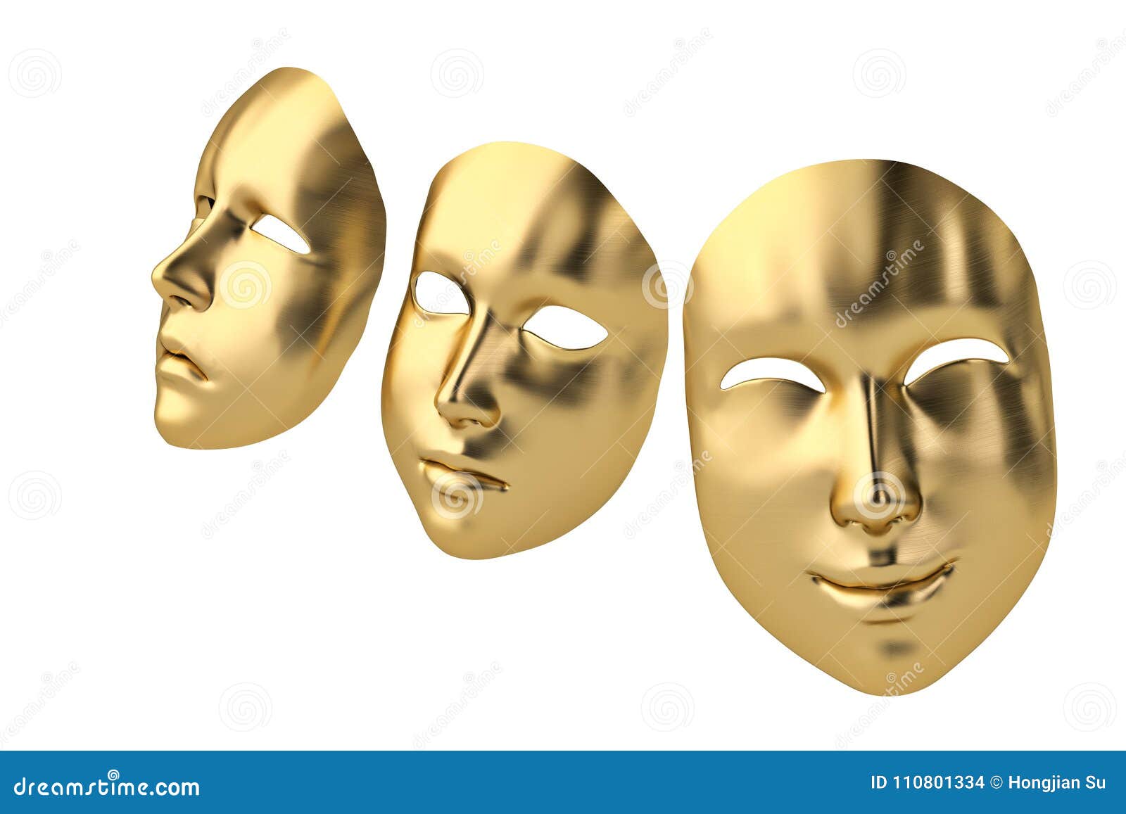 Gold Happy and Sad Mask.3D Illustration. Stock Illustration ...