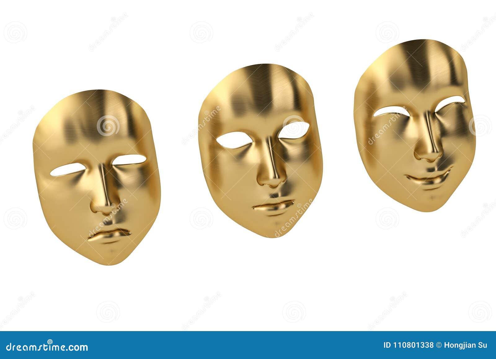 Gold Happy and Sad Mask.3D Illustration. Stock Illustration ...