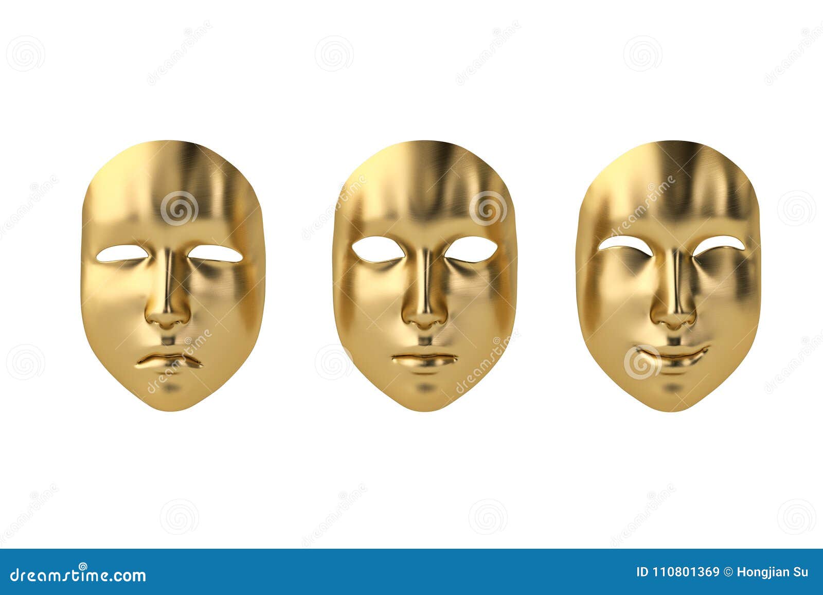 Gold Happy and Sad Mask.3D Illustration. Stock Illustration ...