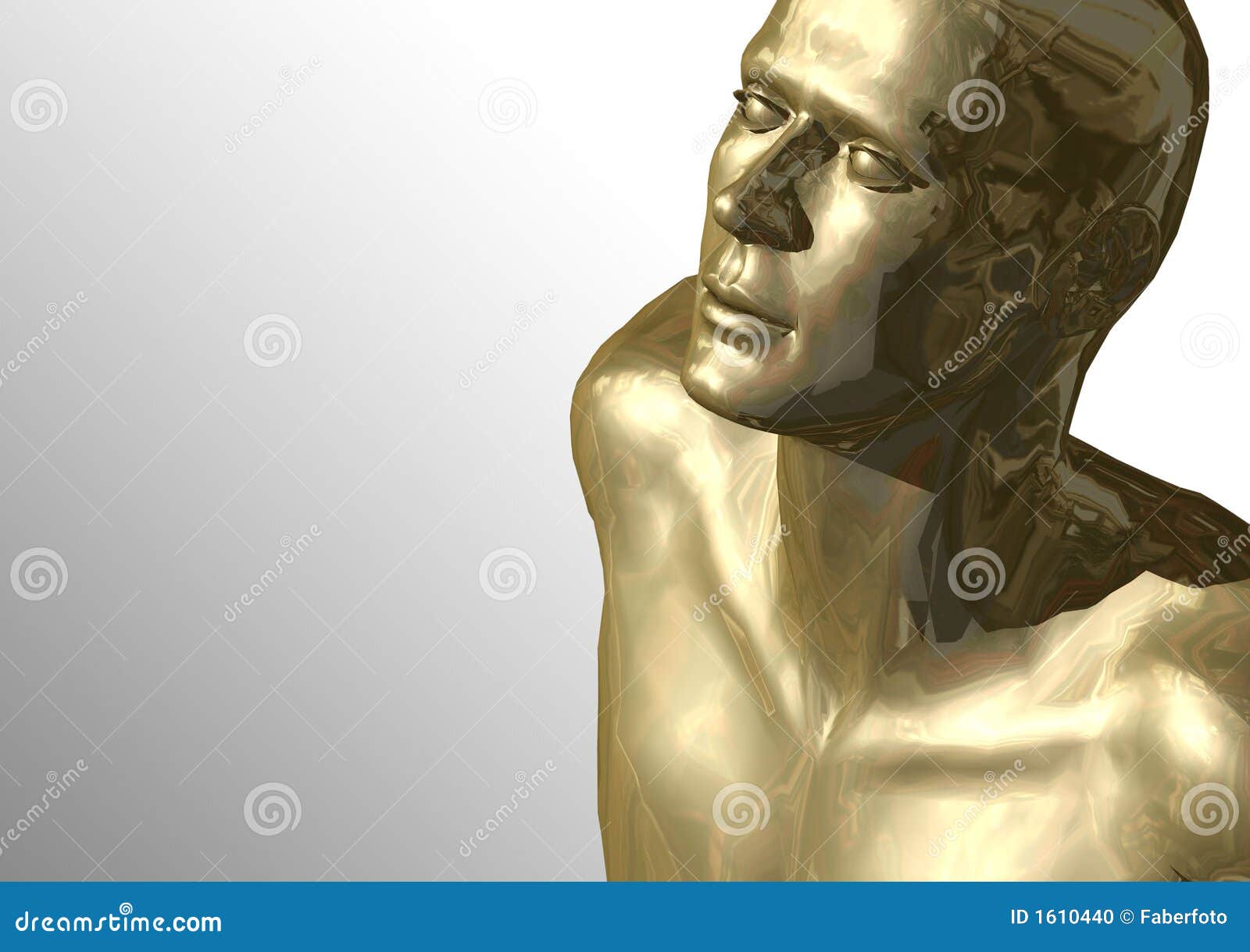 Gold Head Of Woman And 3D Pixels As Hair On Blue Background Royalty ...