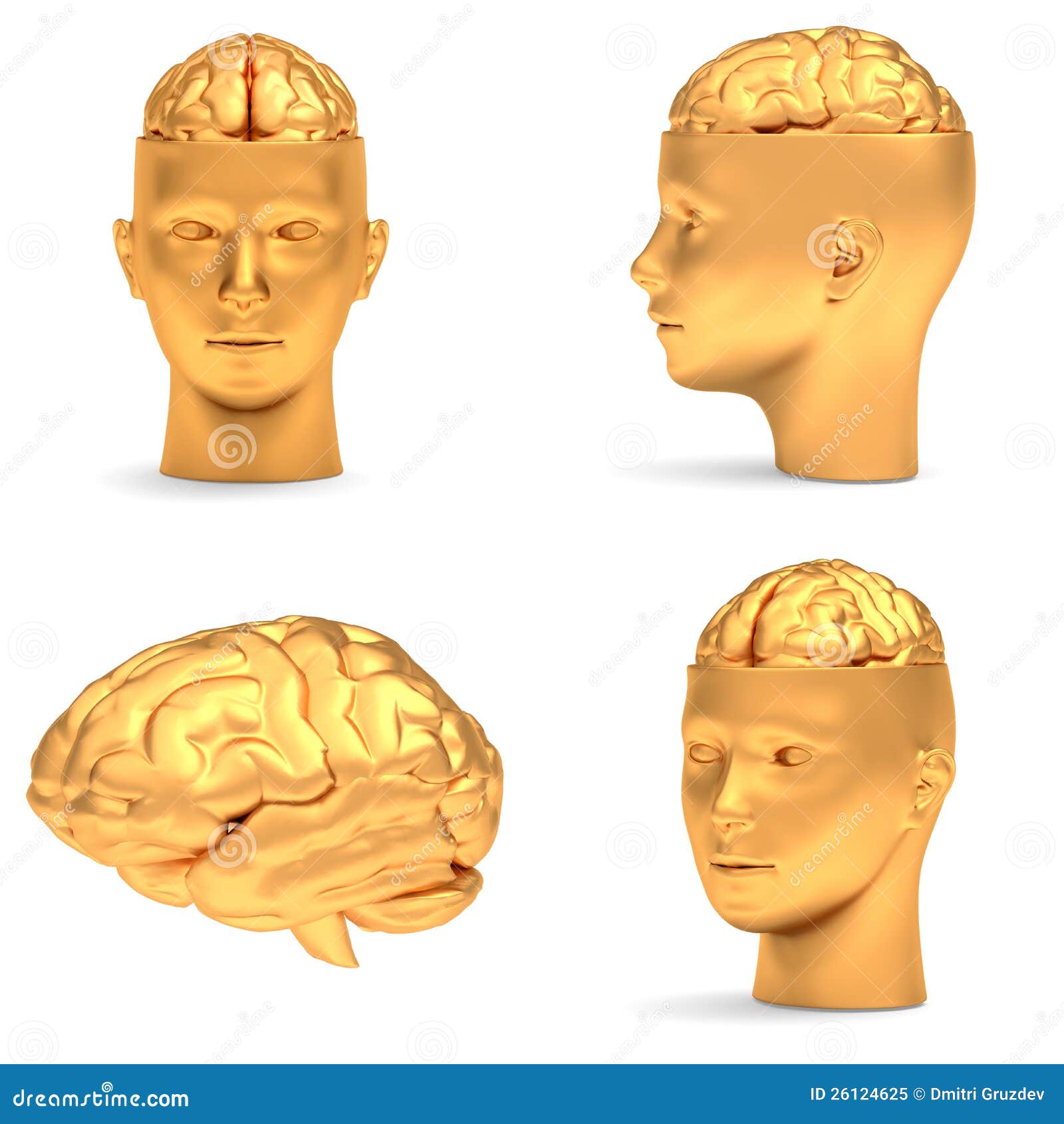 Gold head in projections stock illustration. Illustration of logic ...