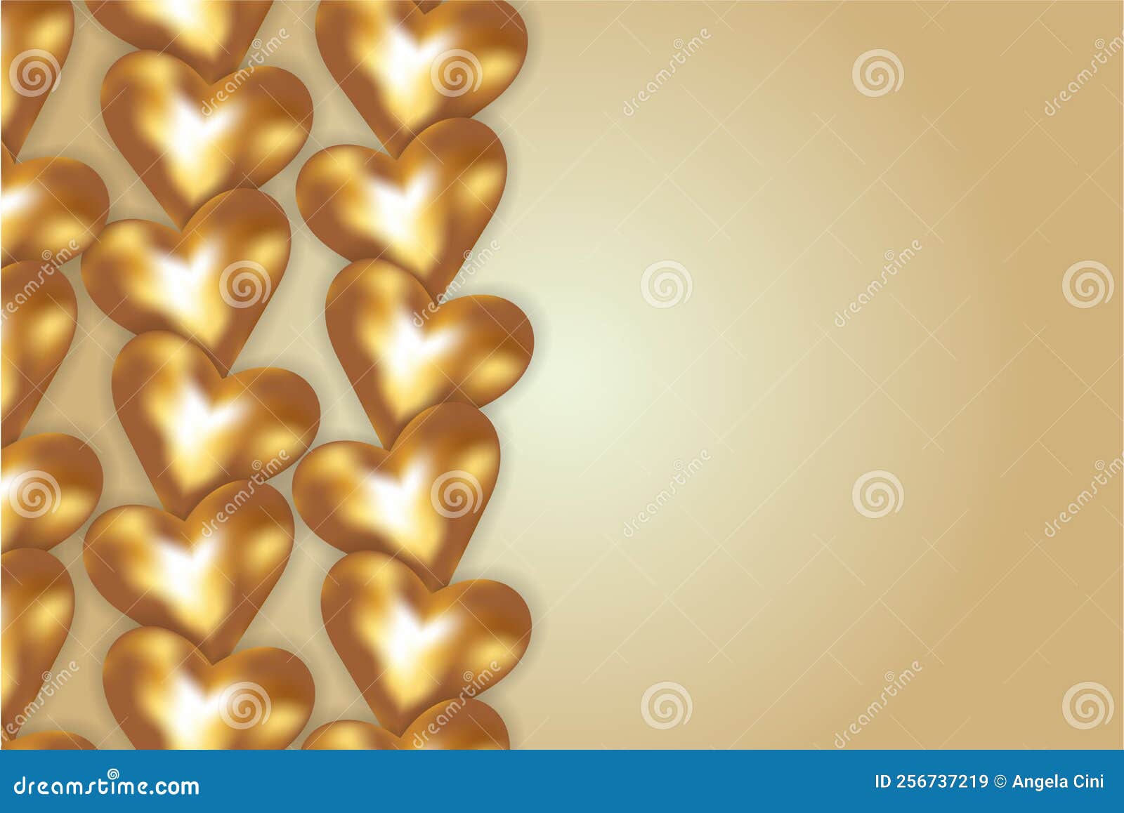Gold Heart 3d Render Style Background Illustration Template Stock ...