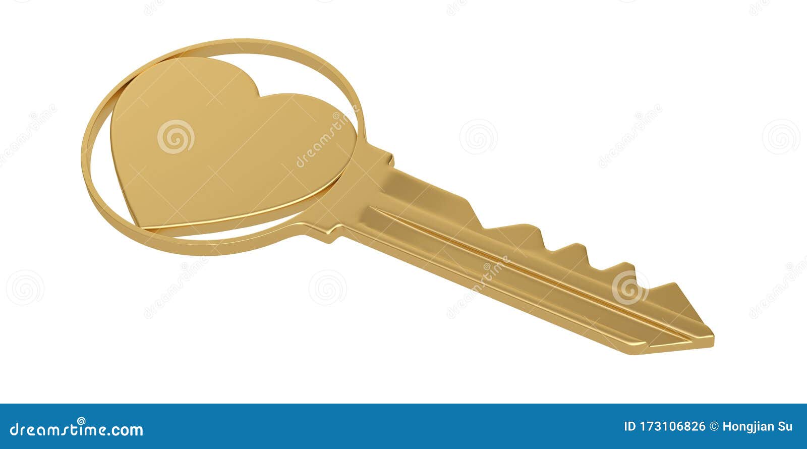 Gold Heart Key Isolated on White Background 3D Illustration Stock ...