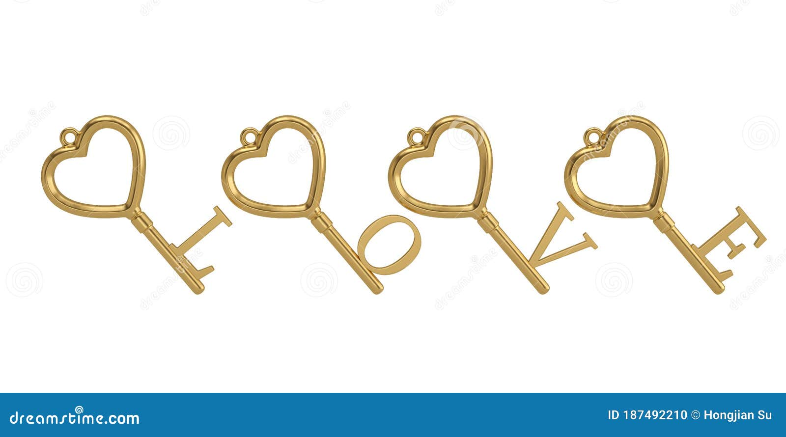 Gold Heart Key Isolated on White Background. 3D Illustration Stock ...