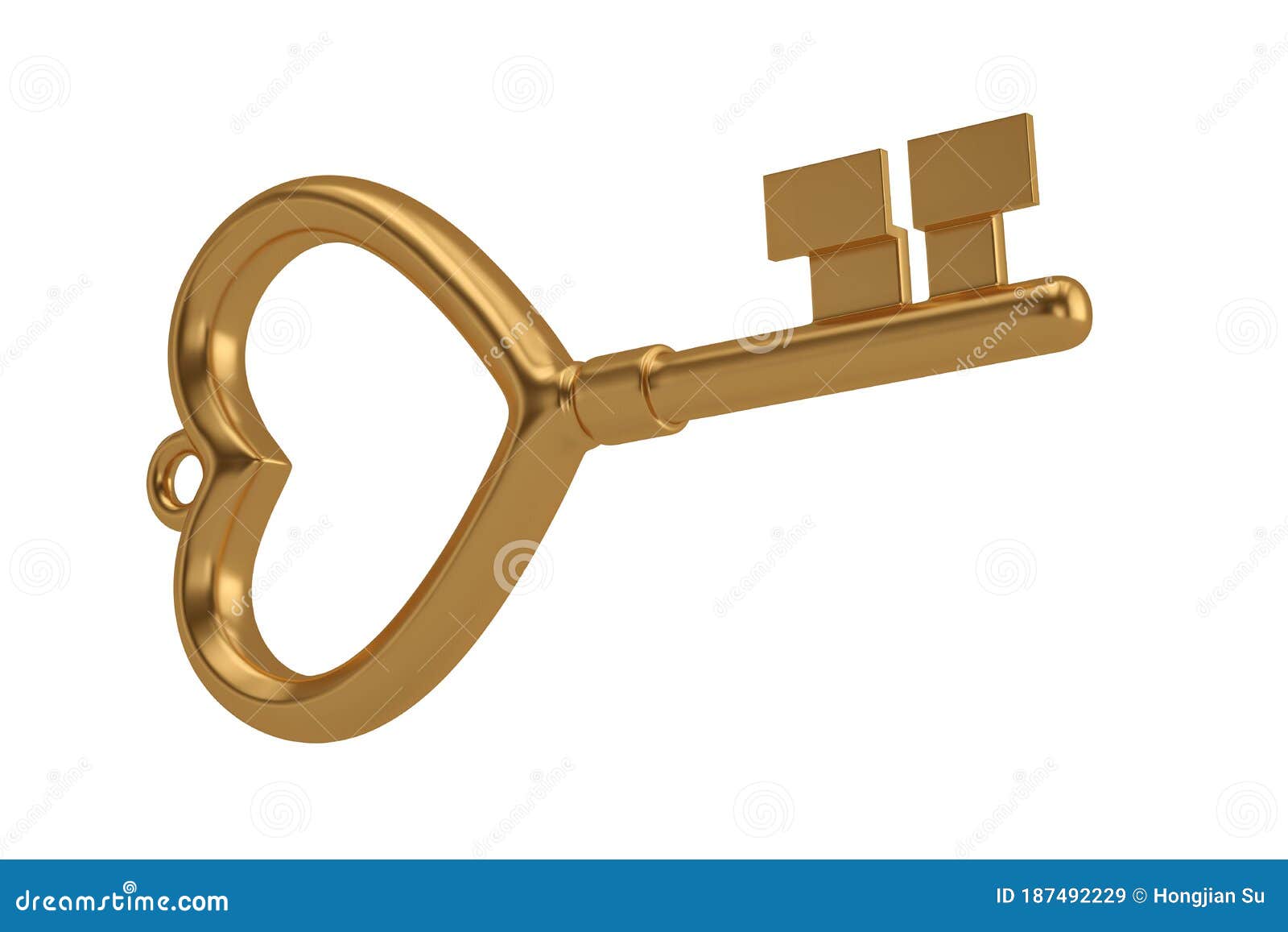 Gold Heart Key Isolated on White Background. 3D Illustration Stock ...