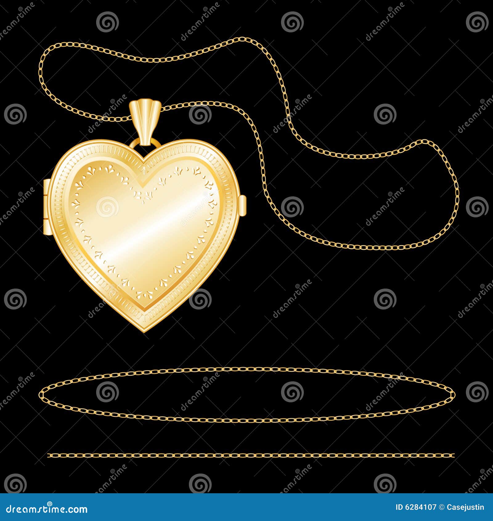 Gold Heart Locket, Engraved Stock Vector - Illustration of heart, case ...