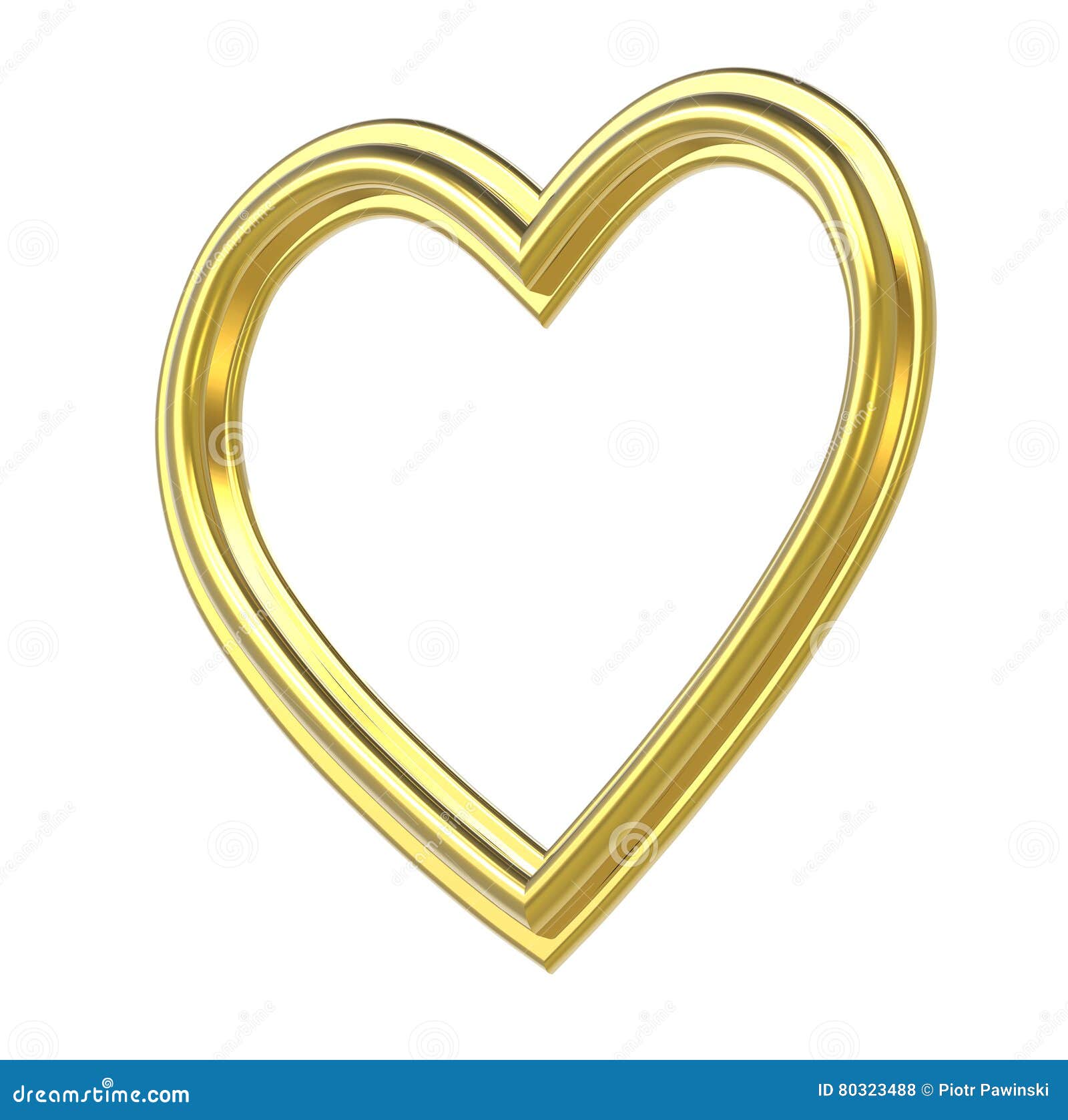 Gold Heart Picture Frame Isolated on White. Stock Illustration ...