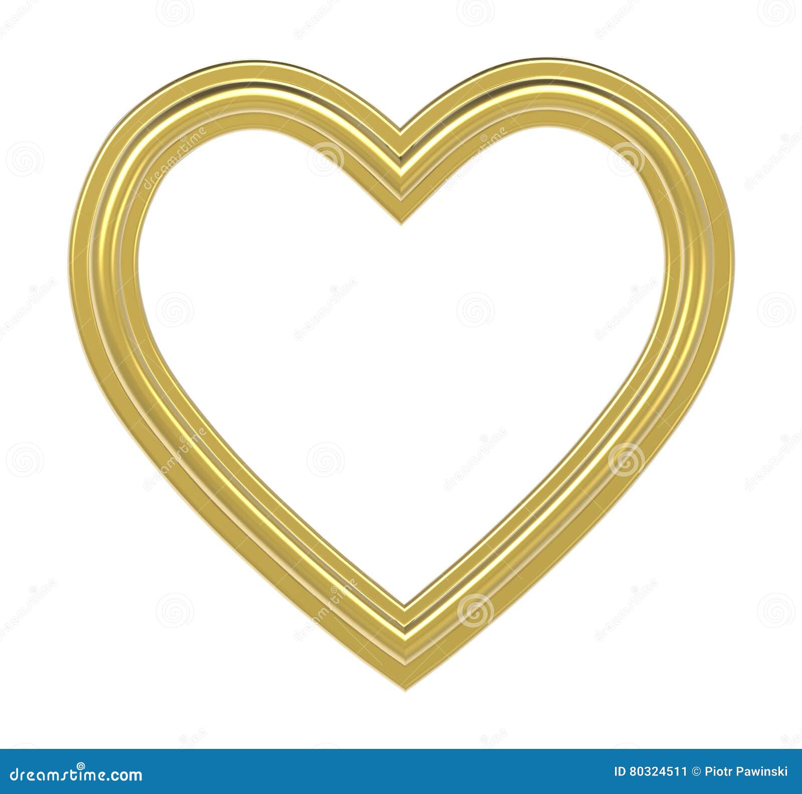 Gold Heart Picture Frame Isolated on White. Stock Illustration ...