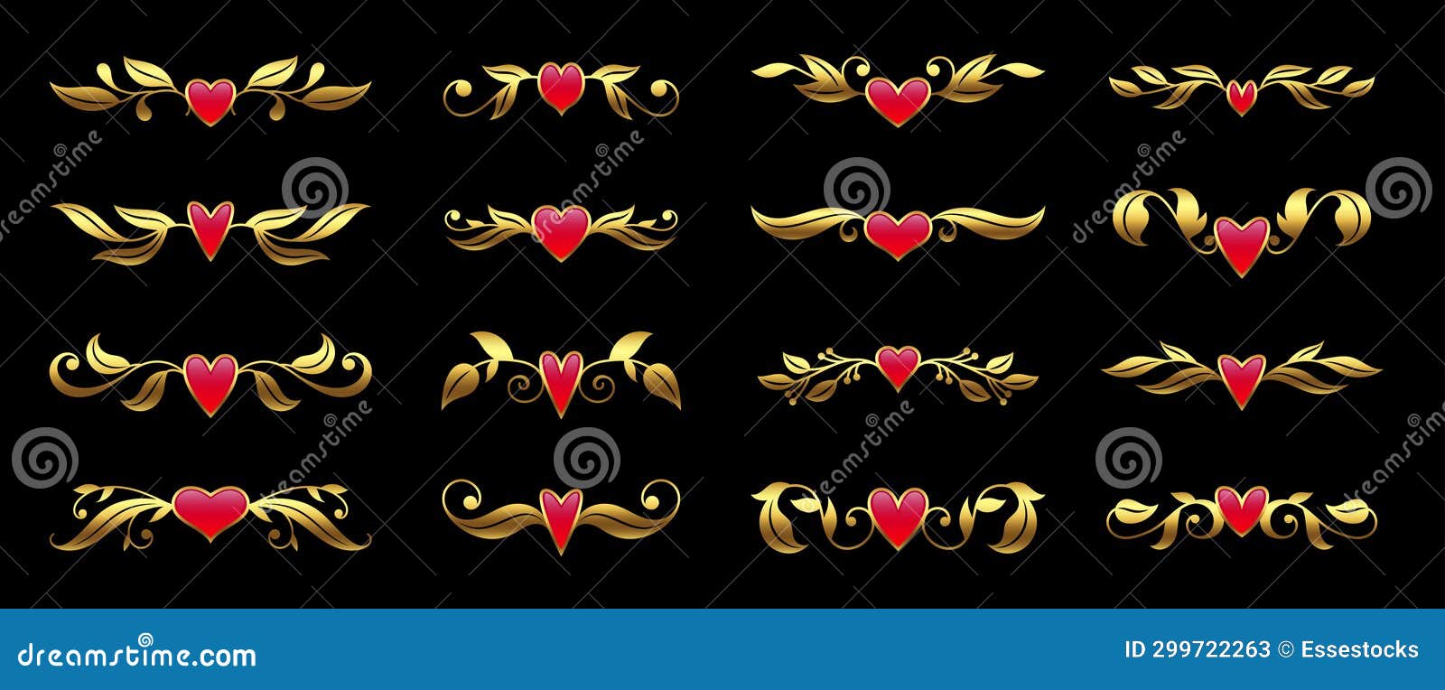 Gold Heart Pink Gem Separator Divider Red Ruby Pin Stock Illustration ...