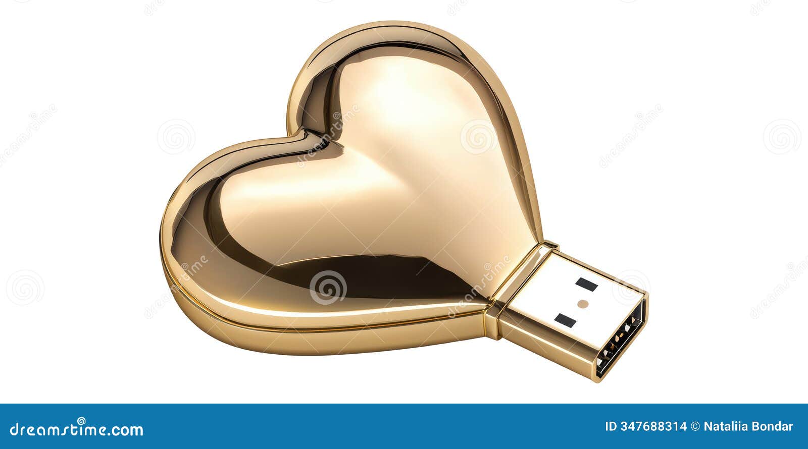 Gold Heart Shaped USB Drive Isolated on Transparent Background Stock ...