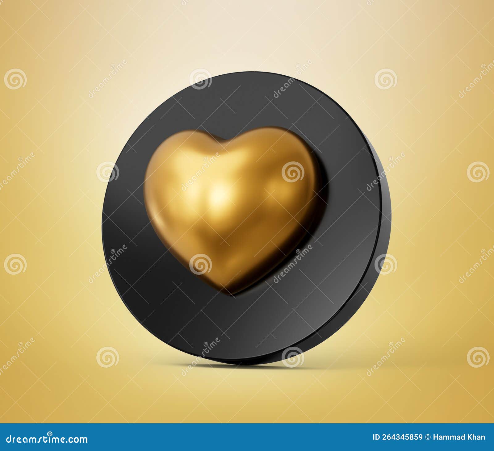 Gold Heart Sign on Black Icon 3d Illustration Stock Illustration ...