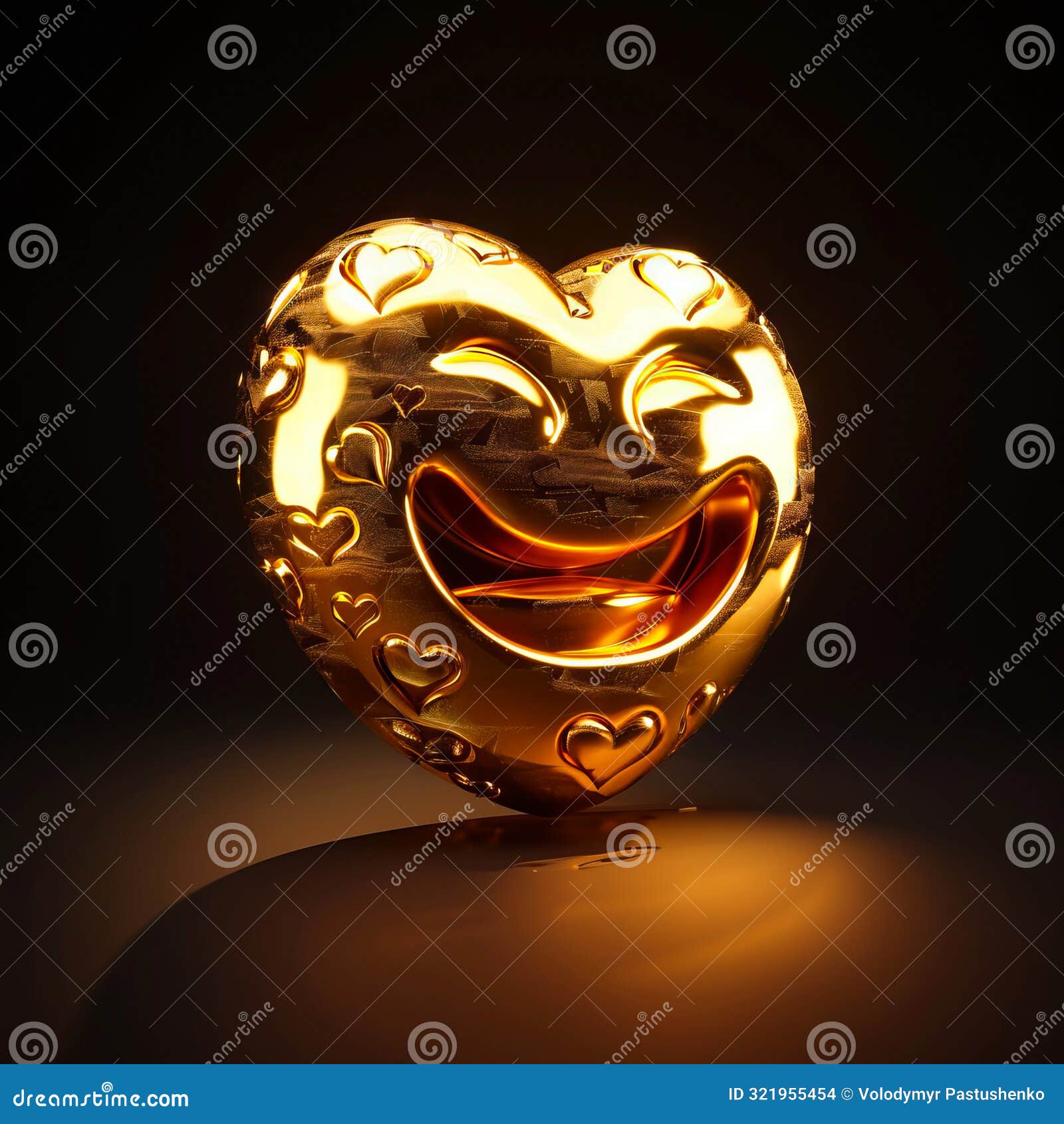 A Gold Heart with a Smiley Face Stock Photo - Image of smiley, amber ...