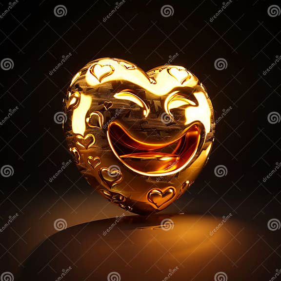 A Gold Heart with a Smiley Face Stock Photo - Image of smiley, amber ...
