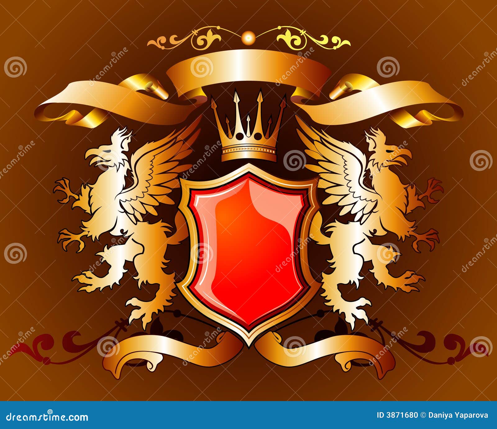 Gold heraldic stock vector. Illustration of sign, floral - 3871680