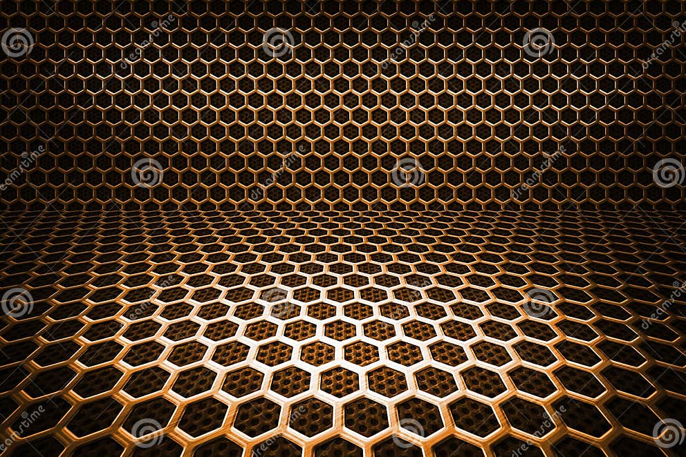 Gold Hex Room Background stock illustration. Illustration of computer ...